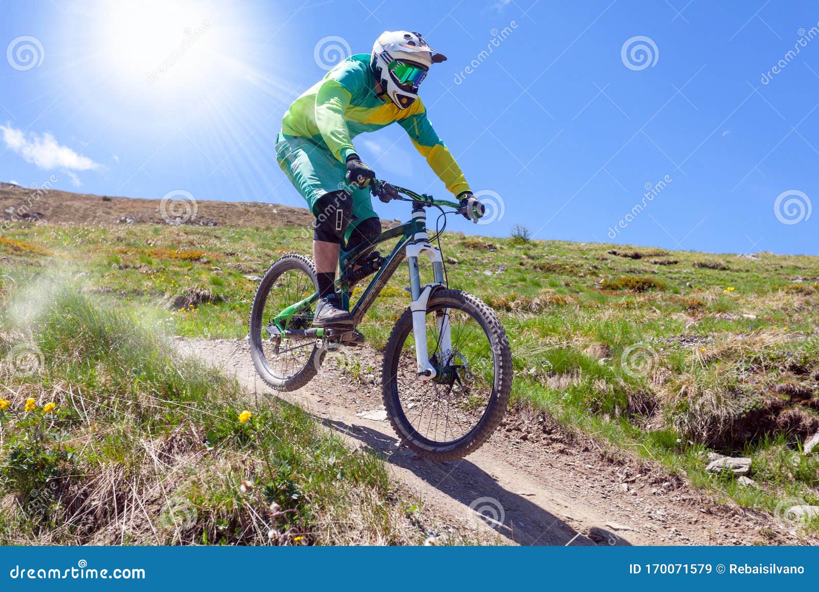 Descent with Mountain Bike on a Trail Stock Image - Image of outdoor ...