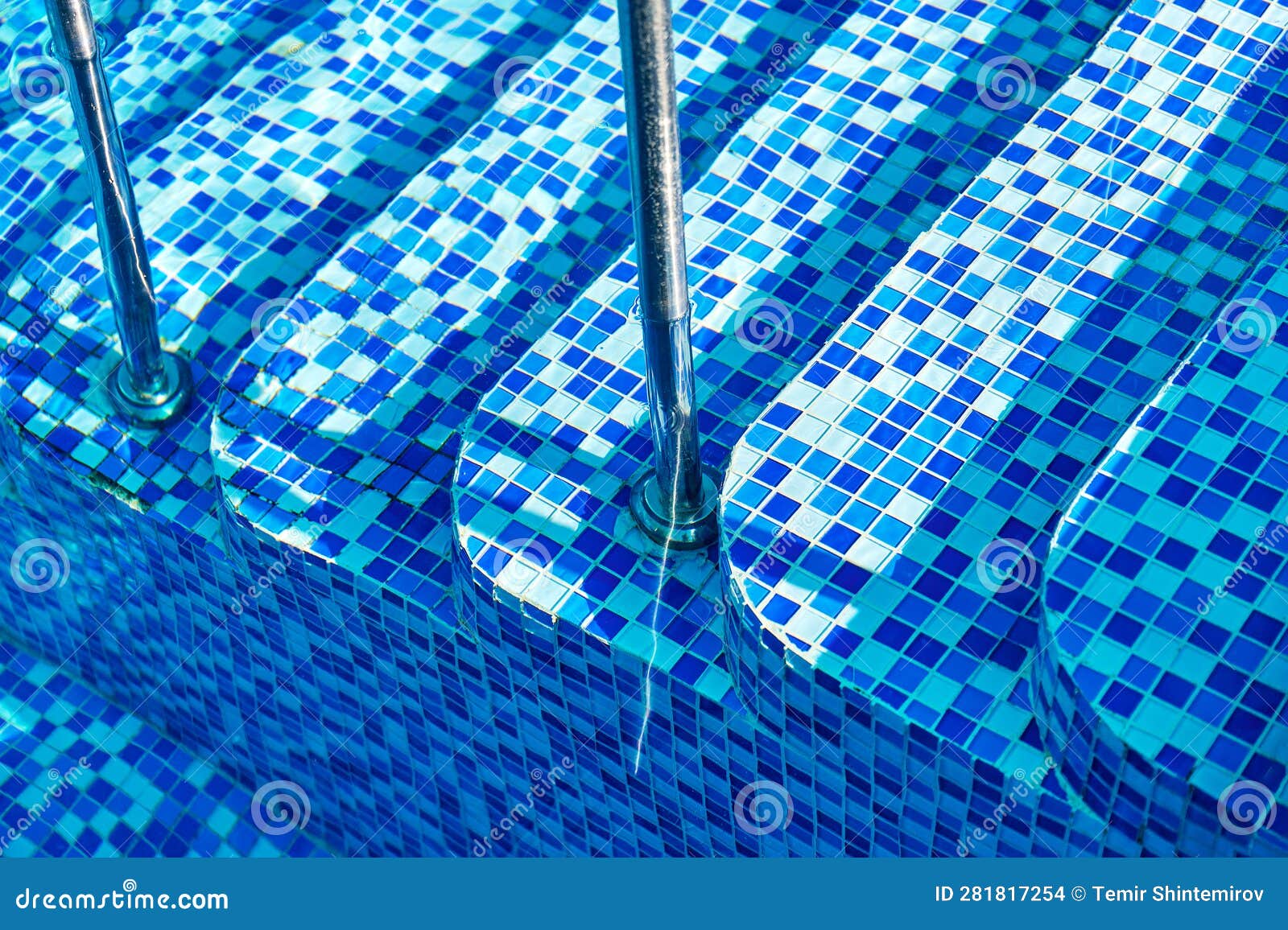 Descent into the Pool with Blue Water Stock Photo - Image of sunlight ...