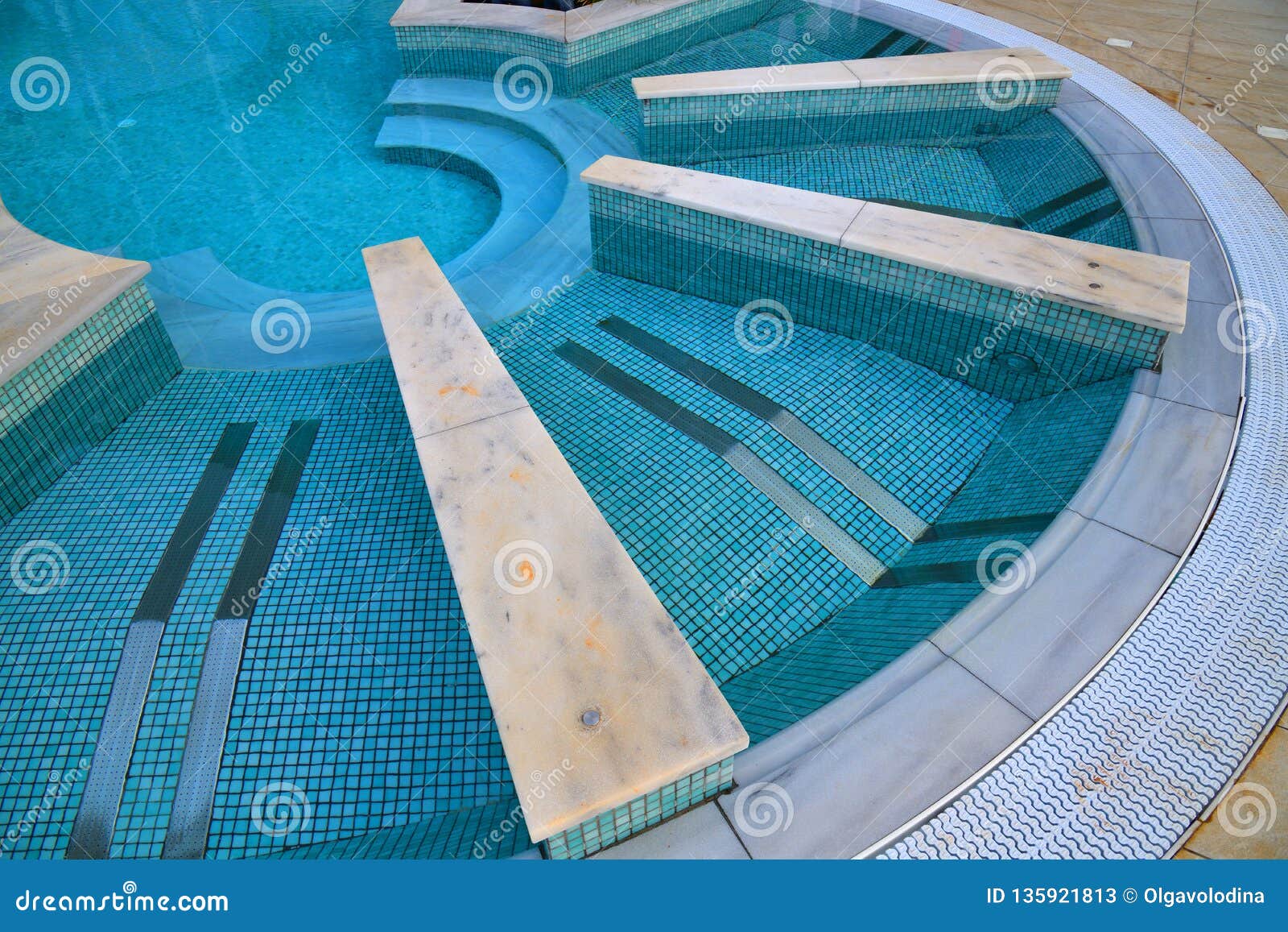 Descent To the Pool Made in Shape of a Semicircle Stock Image - Image ...