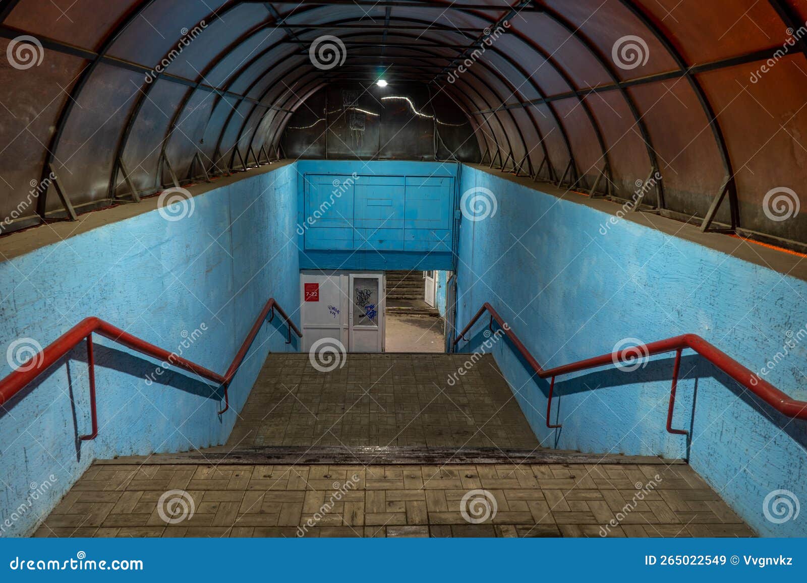 Descent into the Underpass at Night Stock Image - Image of bright ...