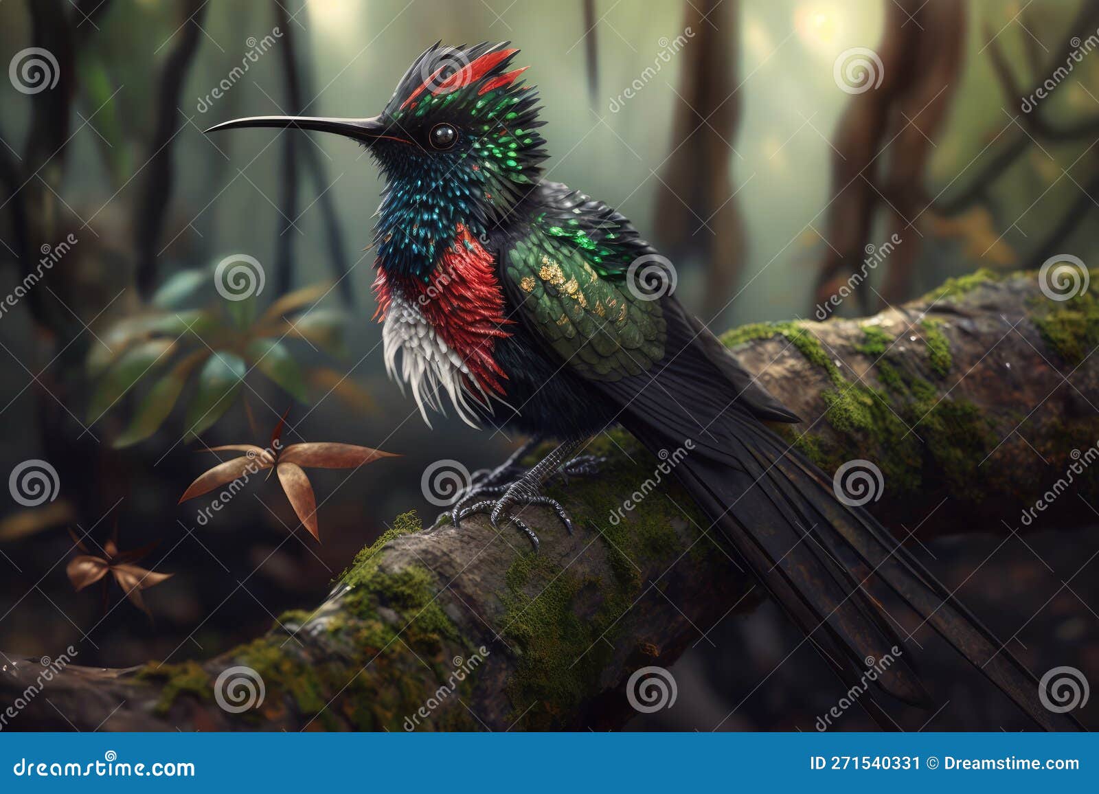 Beautiful Red-billed Streamertail Full Body in Forest. Colorful and ...