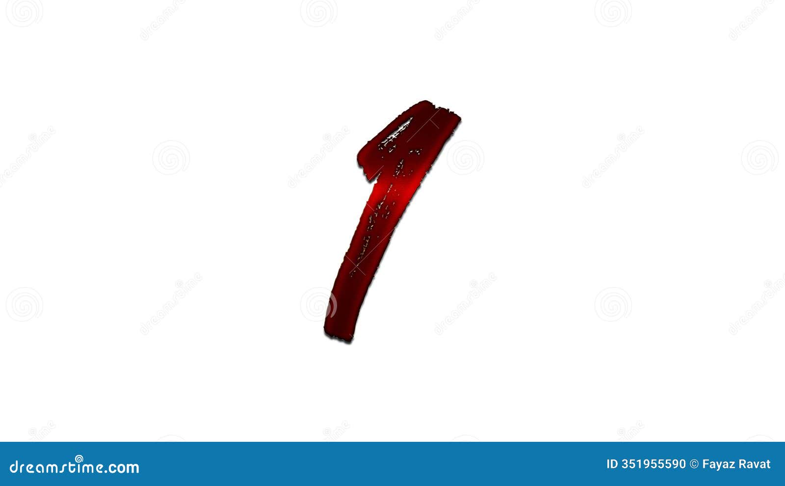 3D Blood Red Number Design of 1 on White Background Stock Illustration ...
