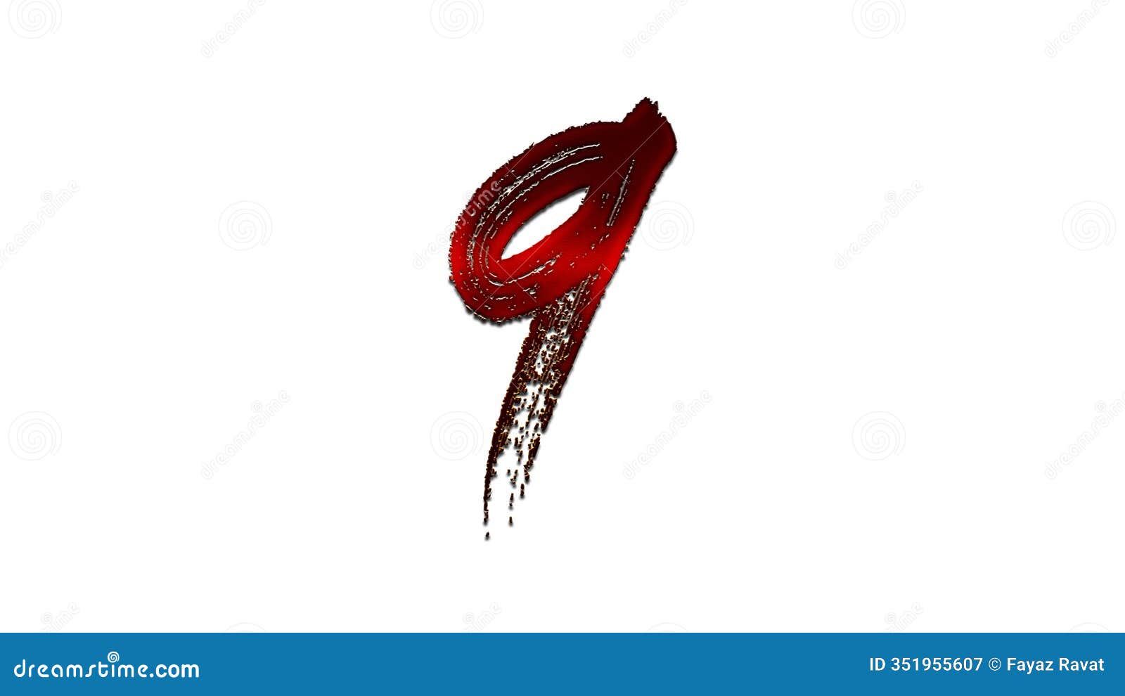 3D Blood Red Number Design of 9 on White Background Stock Illustration ...