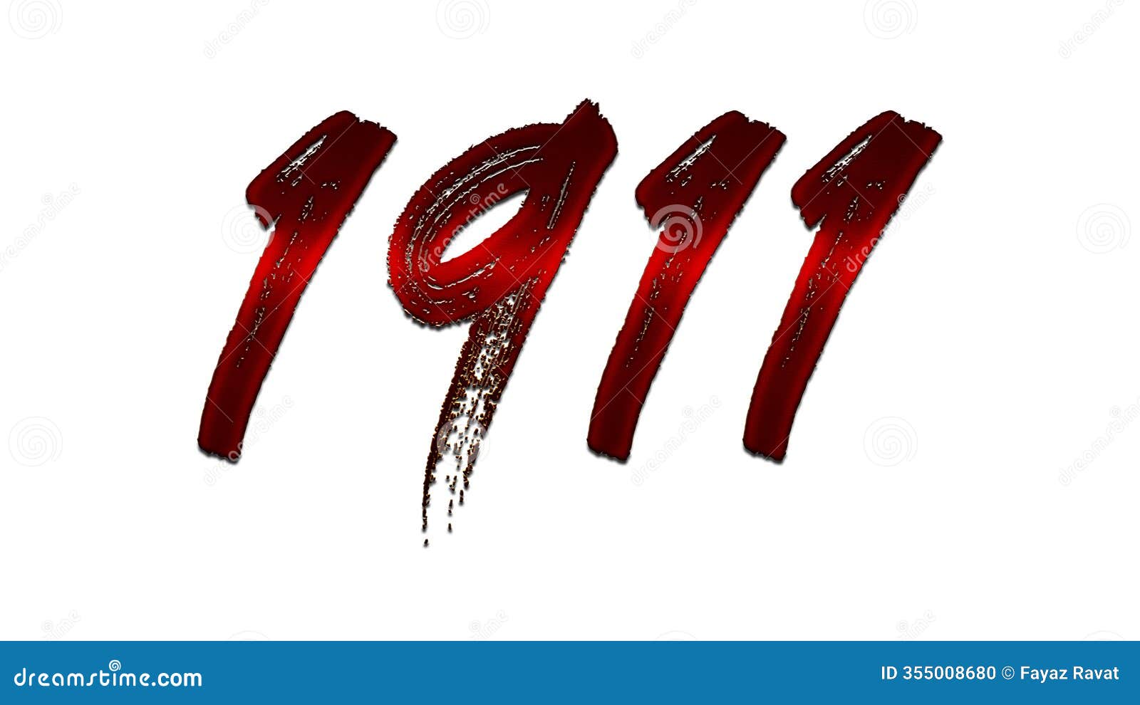 3D Blood Red Number Design Of 1911 On White Background Stock ...