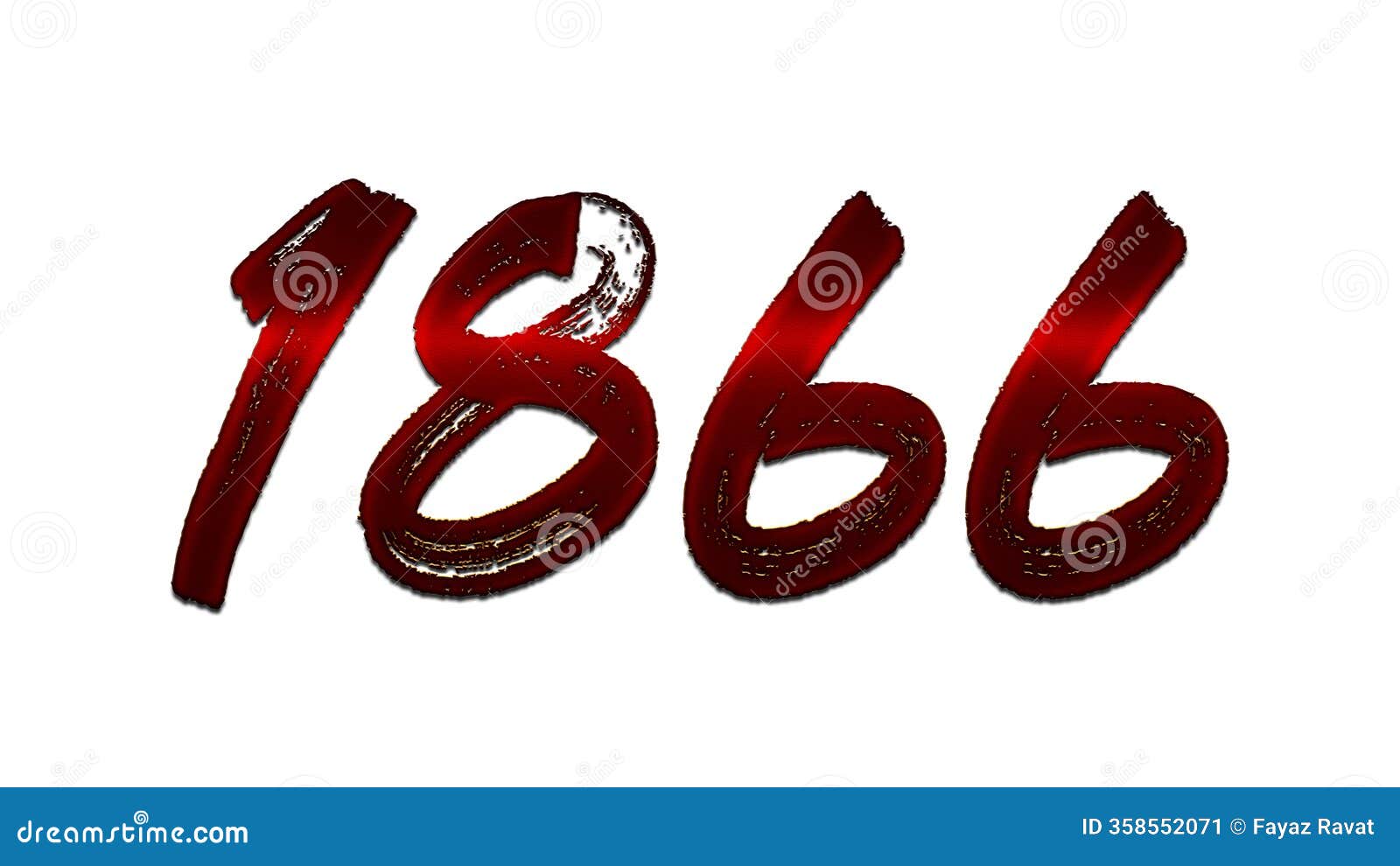 3D Blood Red Number Design of 1866 on White Background Stock ...