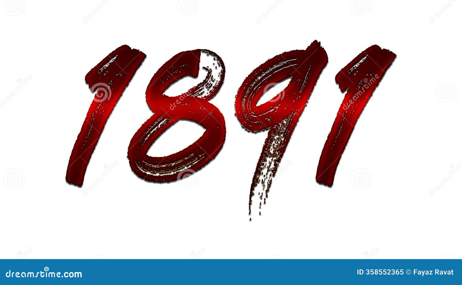 3D Blood Red Number Design Of 1891 On White Background Royalty-Free ...