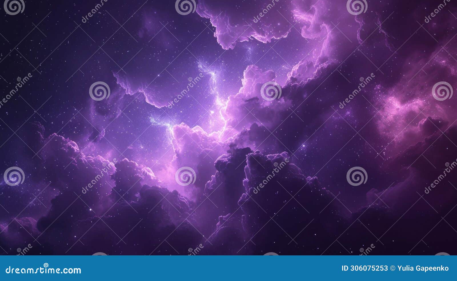 Describing an Abstract Purple Night Sky and Clouds Background. Stock ...