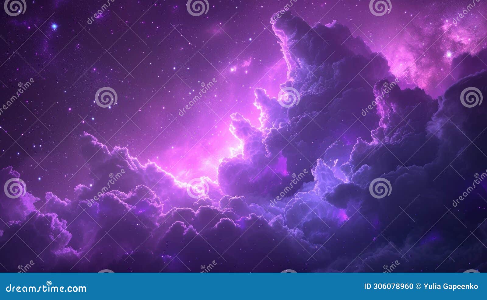 Describing an Abstract Purple Night Sky and Clouds Background. Stock ...