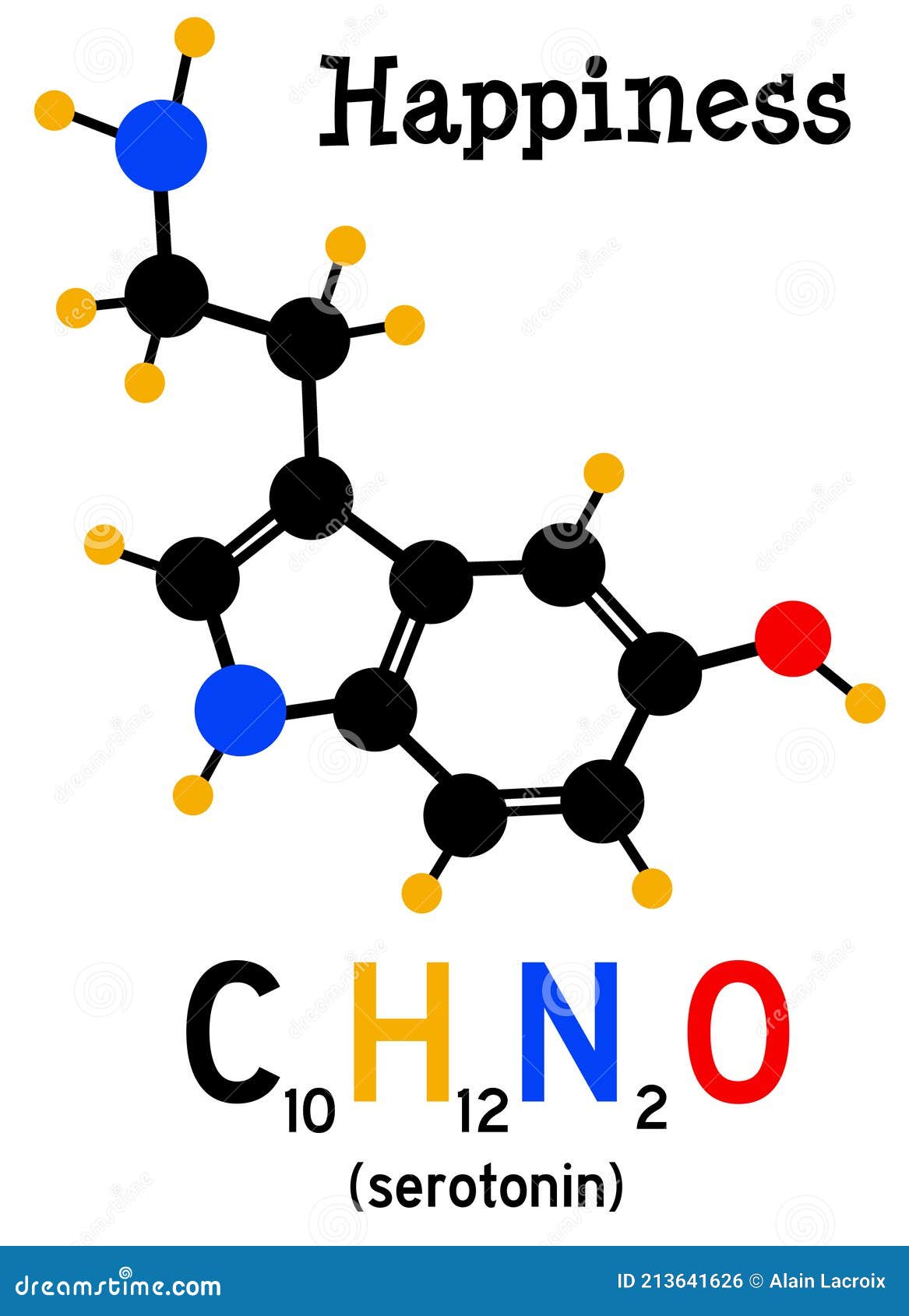Happiness serotonin stock illustration. Illustration of biochemistry ...