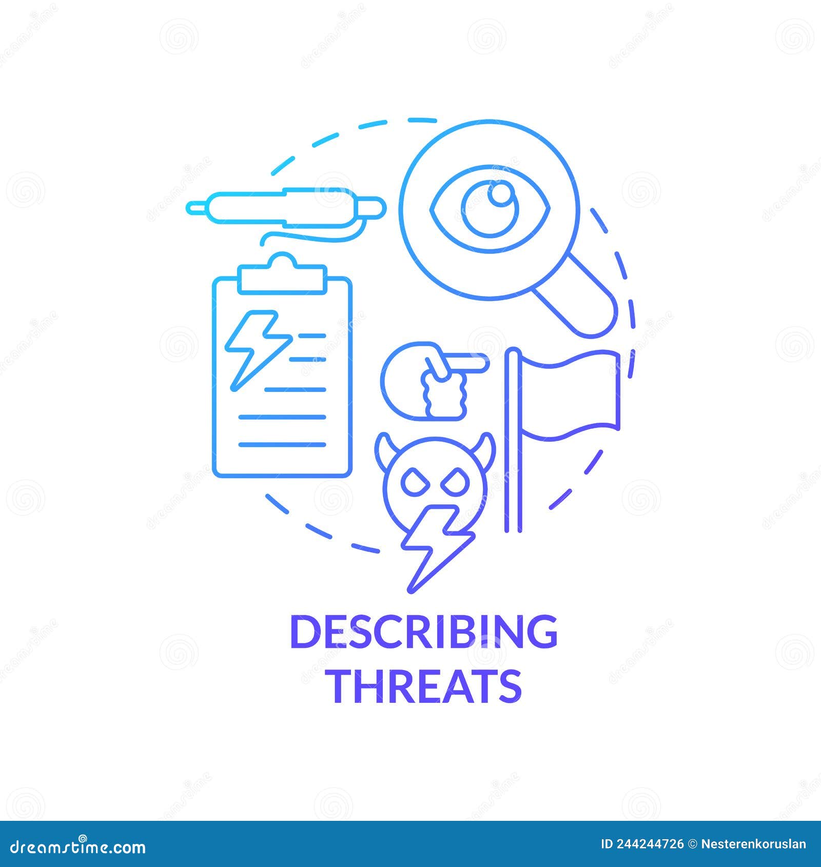 Describing Threats Blue Gradient Concept Icon Vector Illustration ...