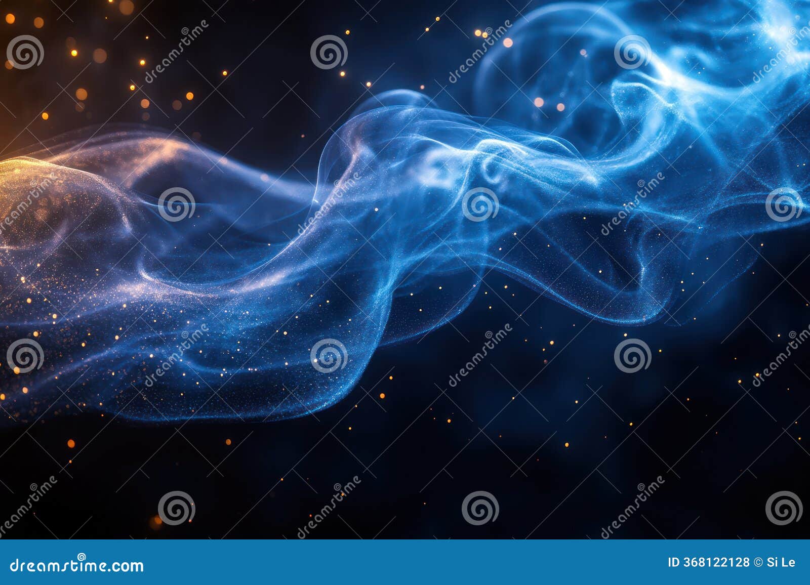 Blue Mystical Background With Stars, Clouds And Orbits With Place For ...