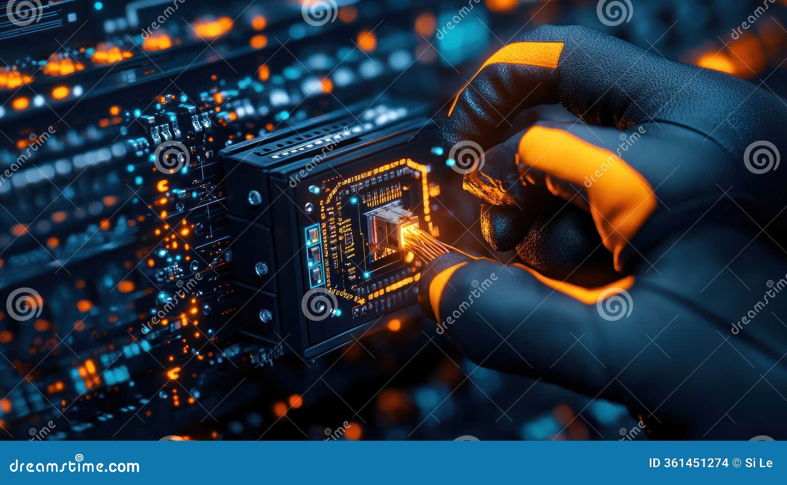 Skilled Electrician Installing Electrical Wiring in Switchboard Control ...