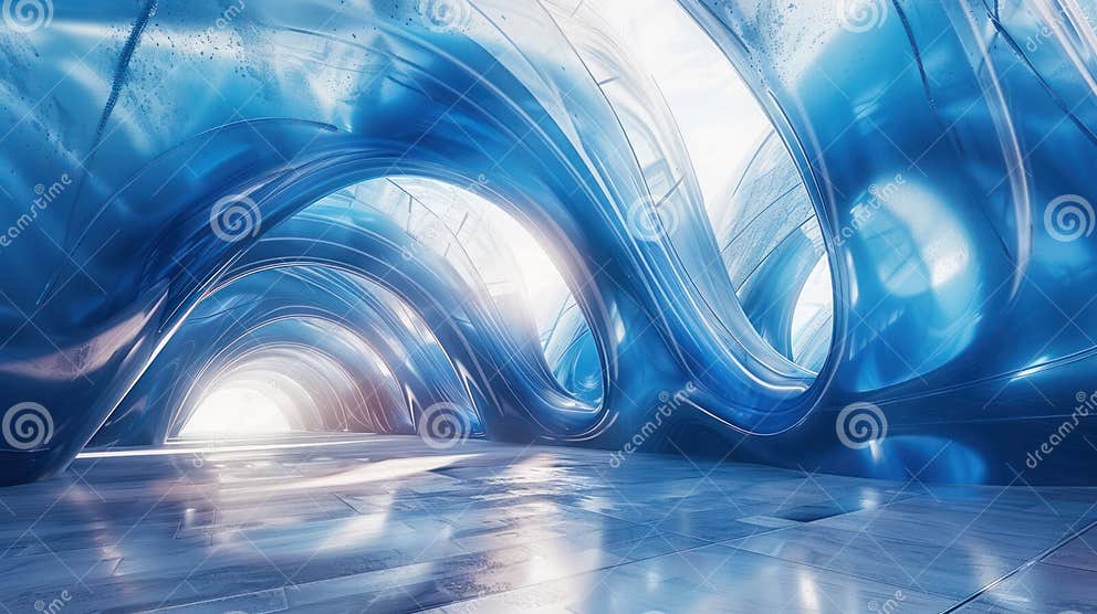 Blue Futuristic 3D Shape stock illustration. Illustration of crystal ...