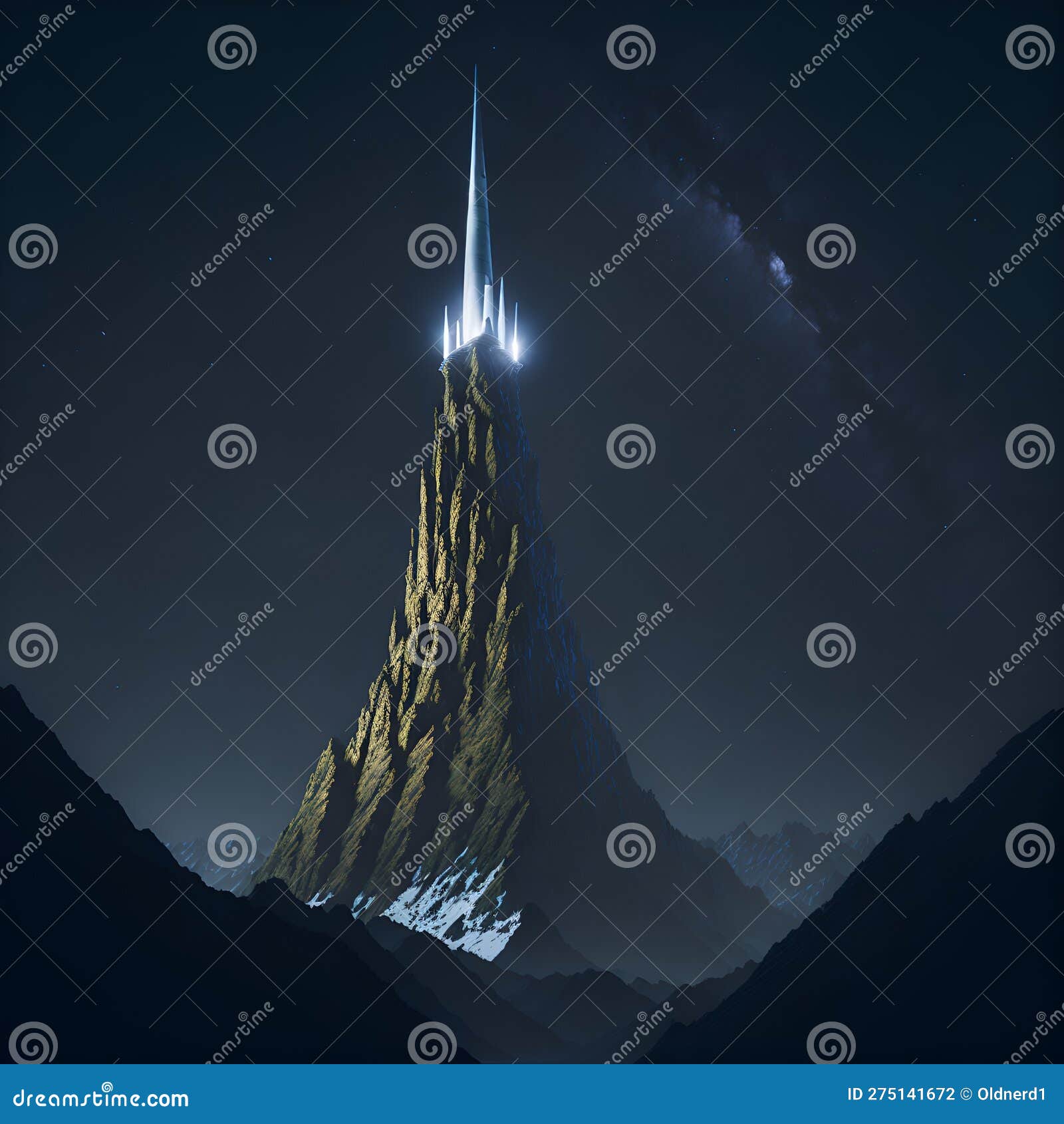 A Futuristic Tower Reaching the Stars: Illustration Created with ...