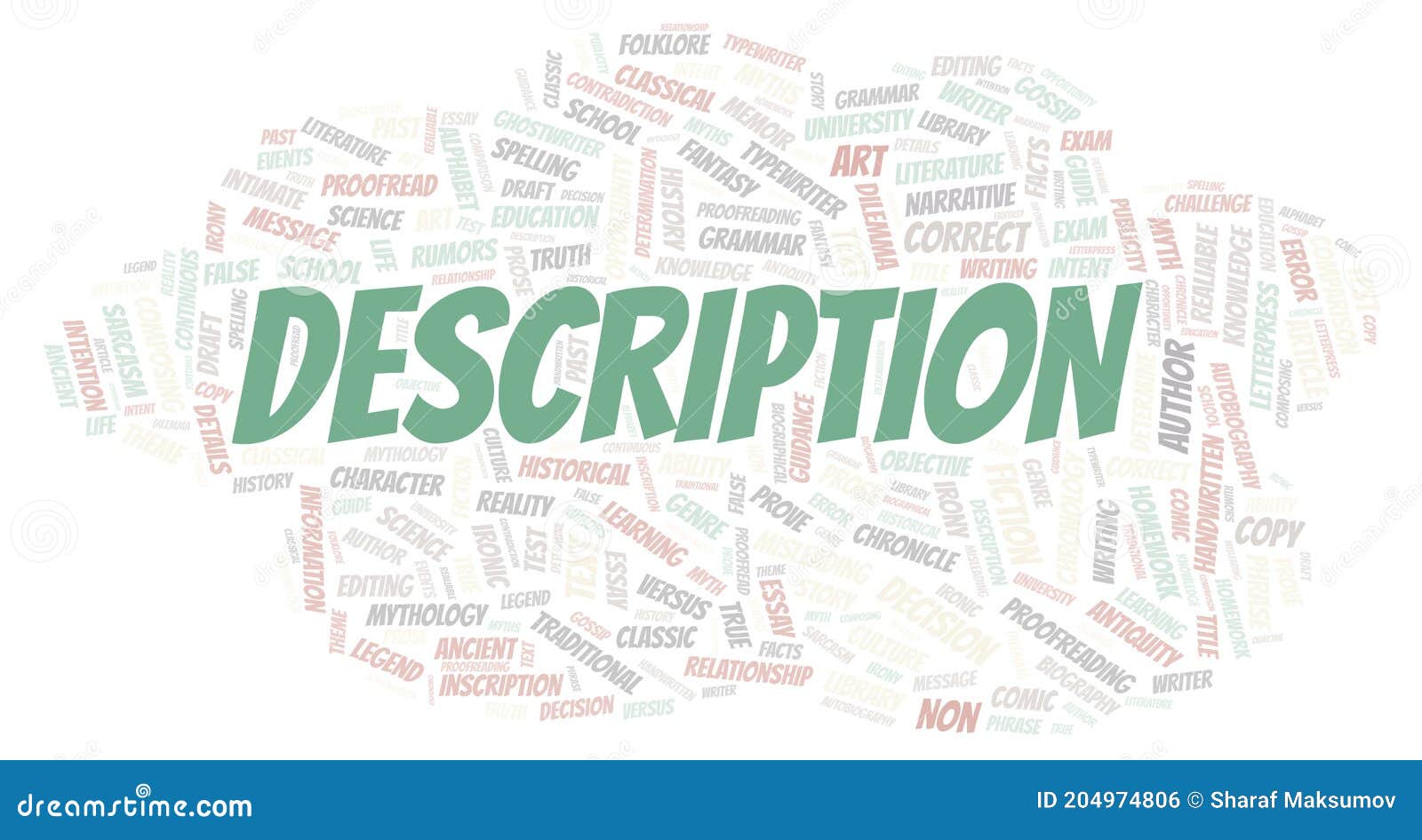 Description Typography Word Cloud Create with the Text only Stock ...