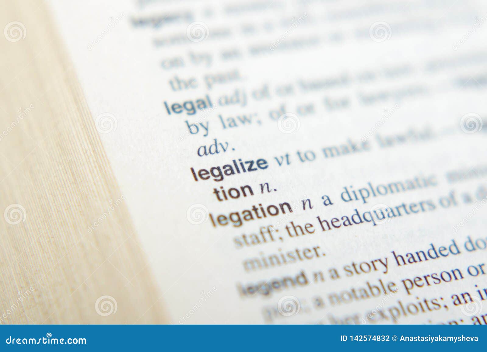 The Explanation of Legalize in Dictionary Stock Photo - Image of macro ...