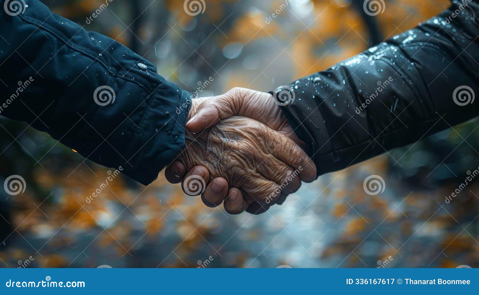 Description a Warm Handshake Under Soft Light, a Smile that Changes a ...