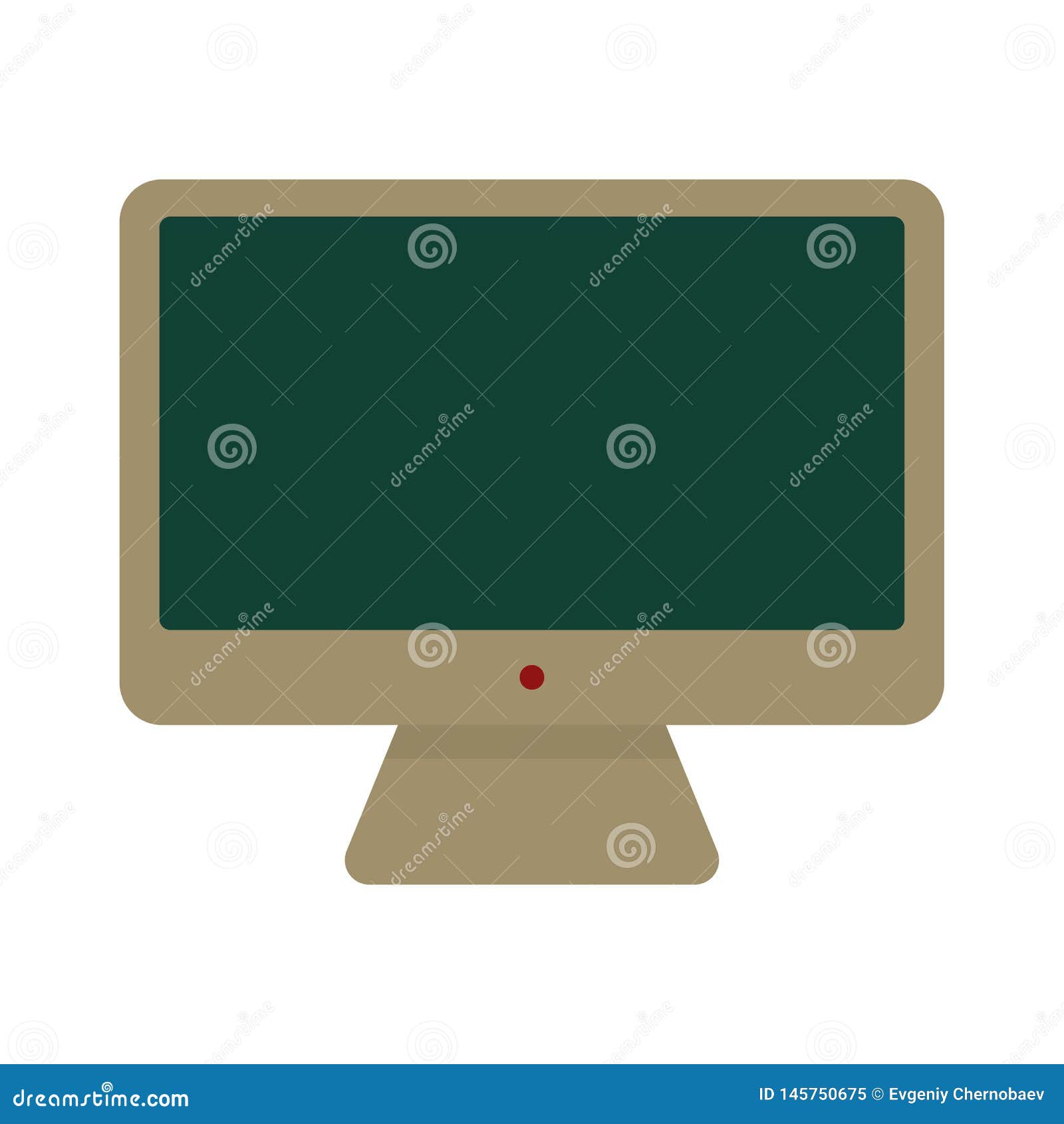 Desctop Computer Front View with Green Empty Screen on White Background ...