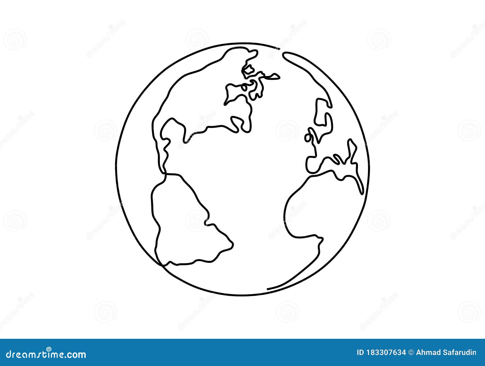 Desenho De Uma Linha Do Globo Terrestre Ilustração Do Vetor De Mapa