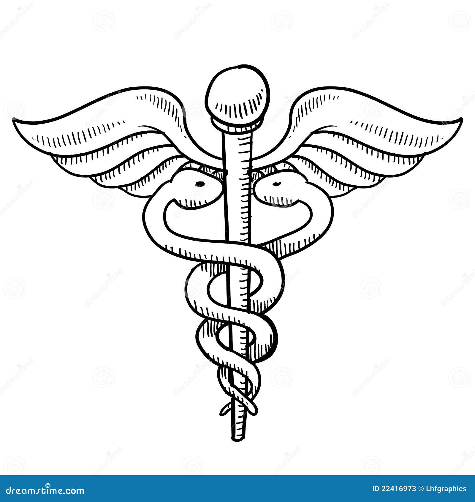 Desenho do Caduceus ilustração do vetor. Ilustração de vetor - 22416973