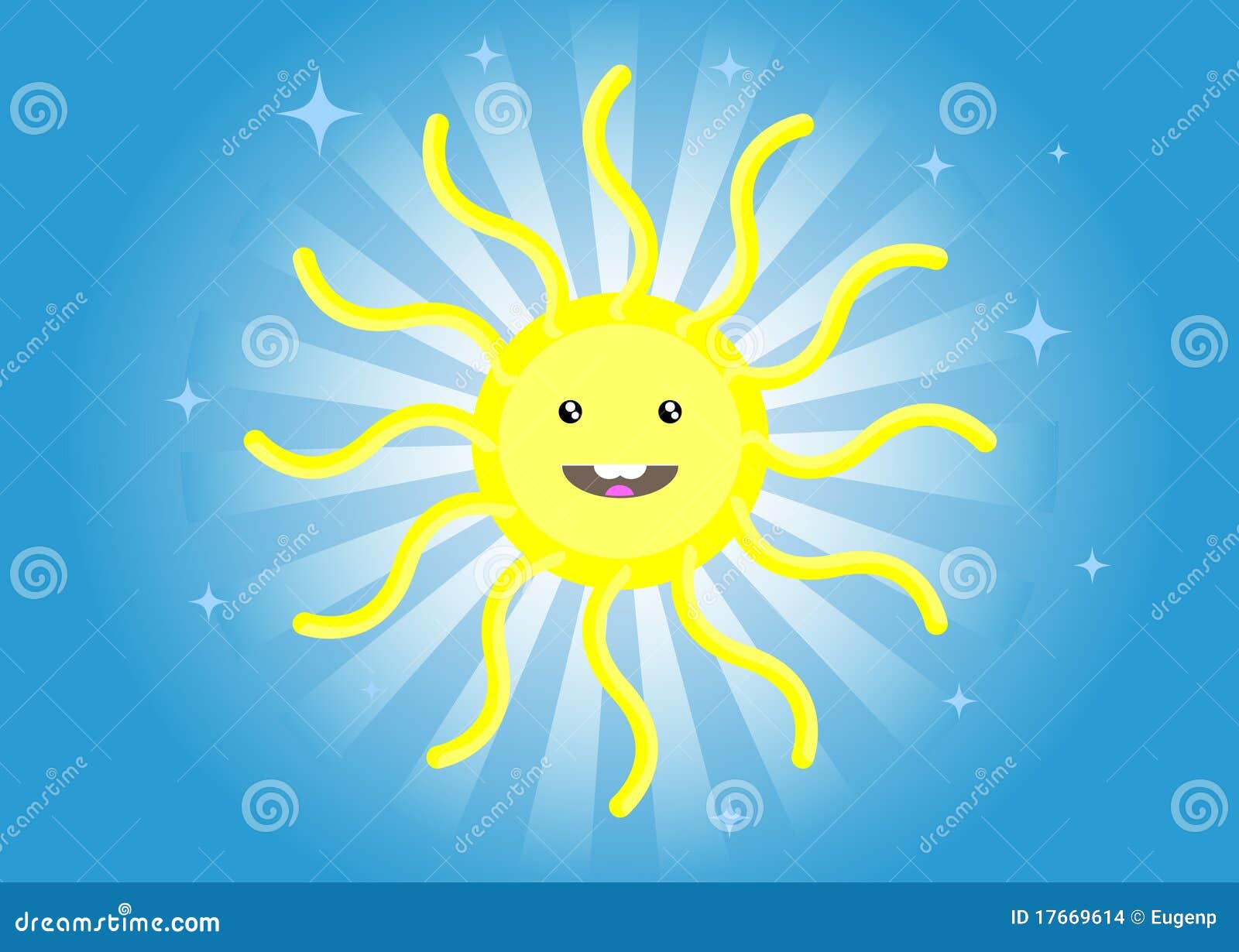 Desenho Do `s Da Criança. Sol Engraçado Ilustração do Vetor ...