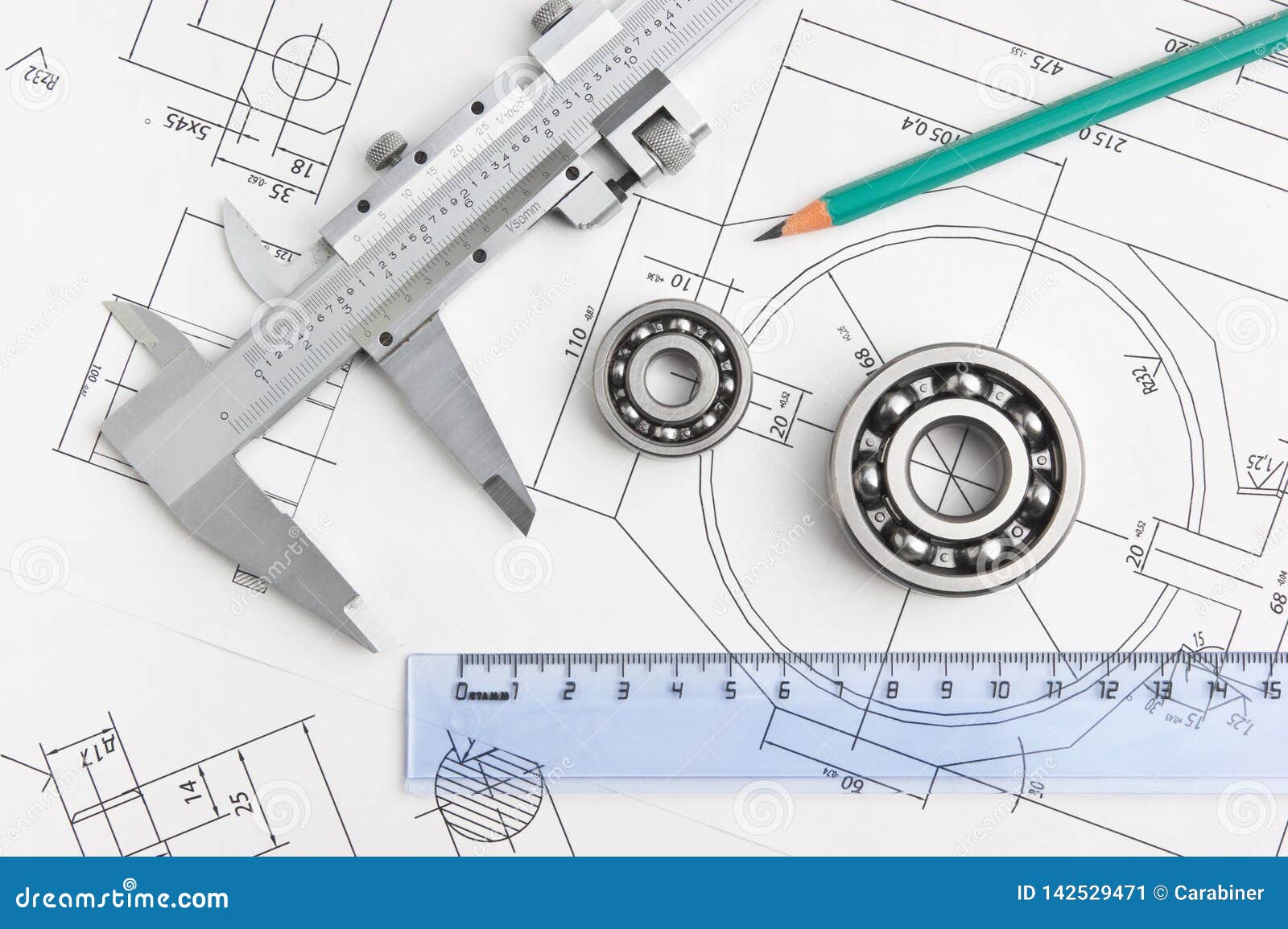 Desenho E Rolamento T?cnicos Imagem de Stock - Imagem de engenharia, medida: 142529471
