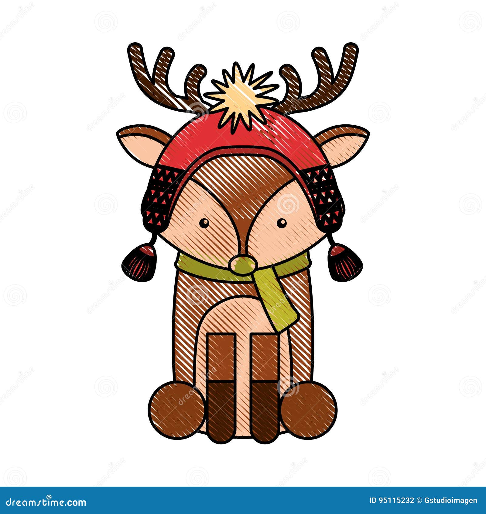 Desenhos Animados Animais Da Rena Ilustração do Vetor - Ilustração de ...