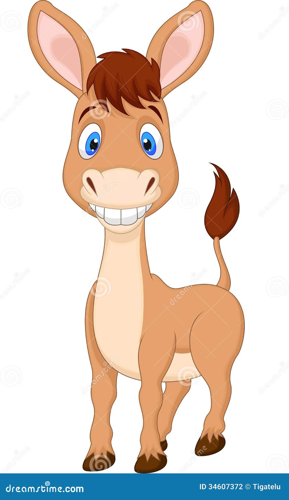 Desenhos Animados Bonitos Do Asno Ilustração do Vetor - Ilustração de ...