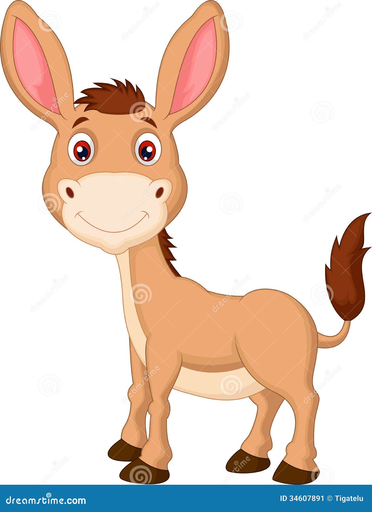 Desenhos Animados Bonitos Do Asno Ilustração do Vetor - Ilustração de ...