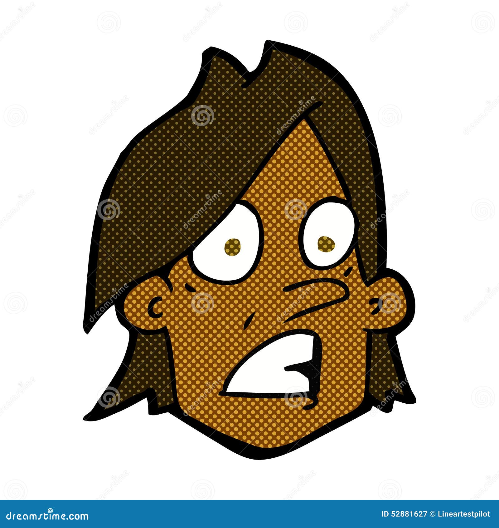 Desenhos Animados Cômicos Cara Amedrontada Ilustração Stock ...