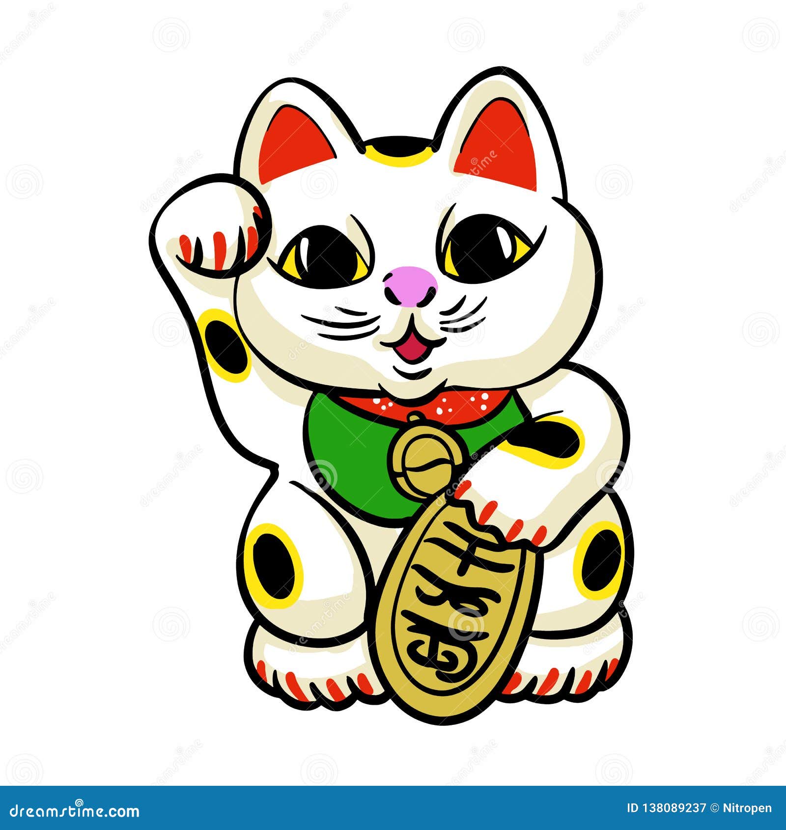 Desenhos Animados Chineses Do Gato Ilustração do Vetor - Ilustração de ...