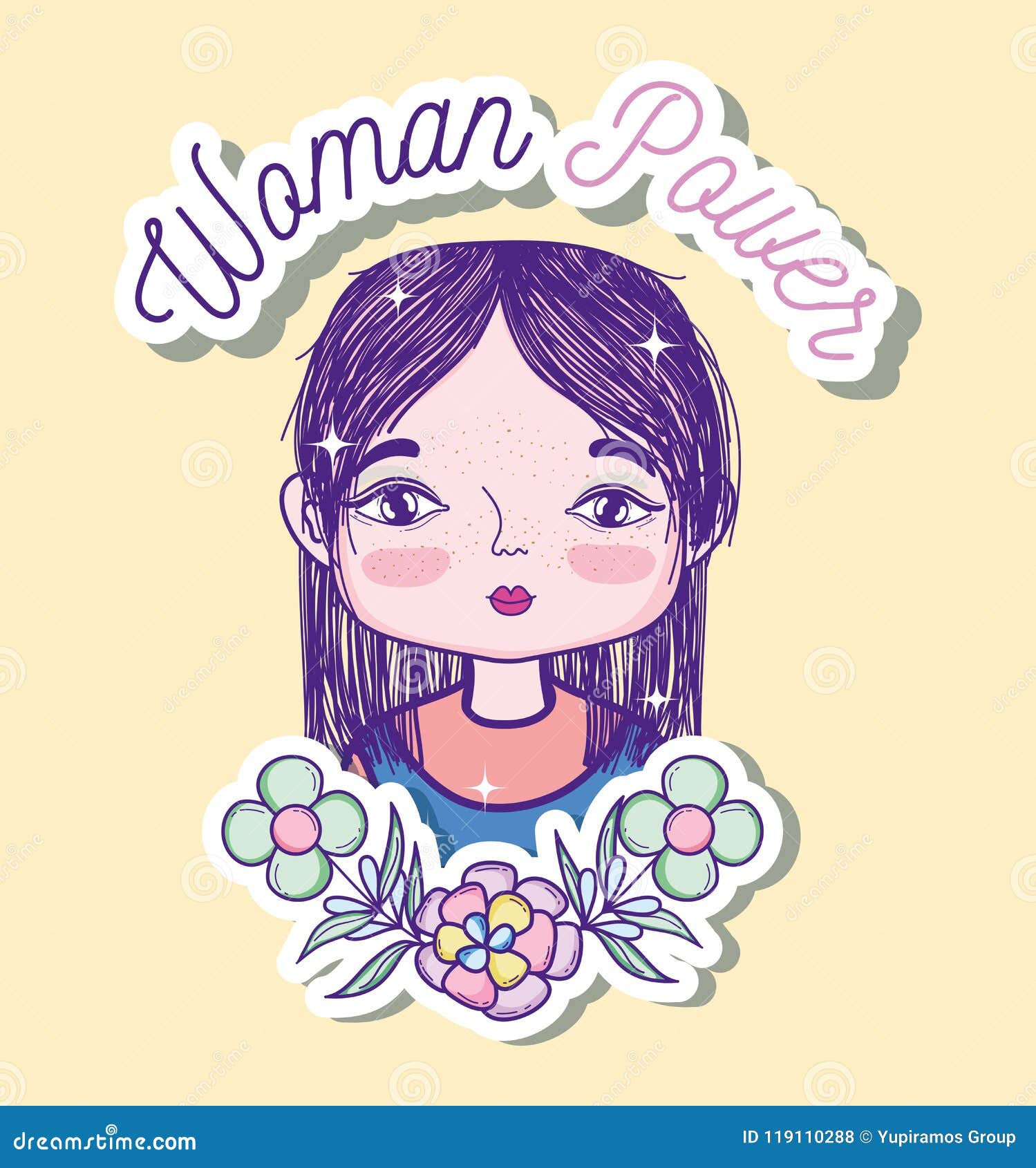 Desenhos Animados Da Menina Do Poder Da Mulher Ilustração do Vetor ...