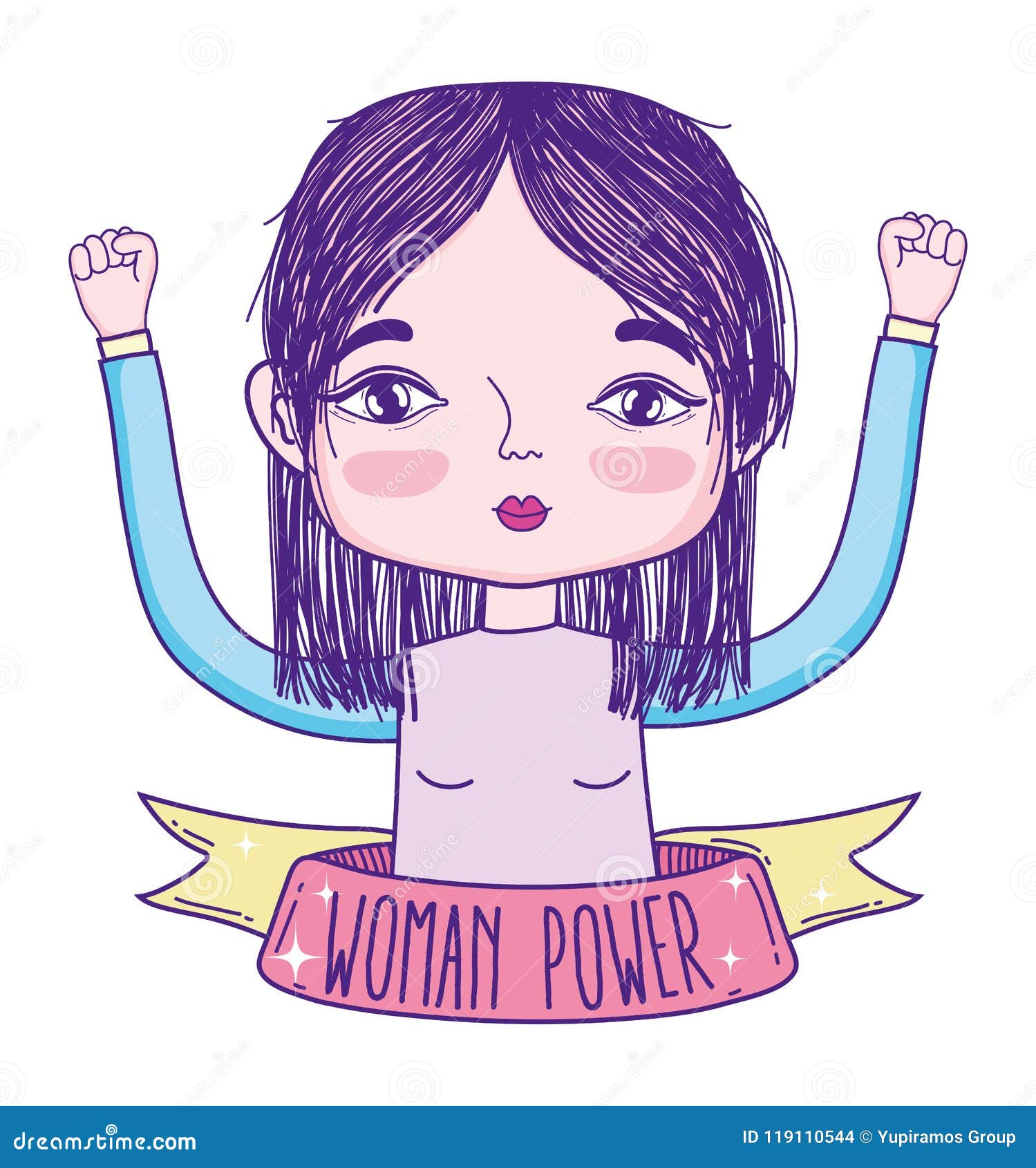 Desenhos Animados Da Menina Do Poder Da Mulher Ilustração do Vetor ...