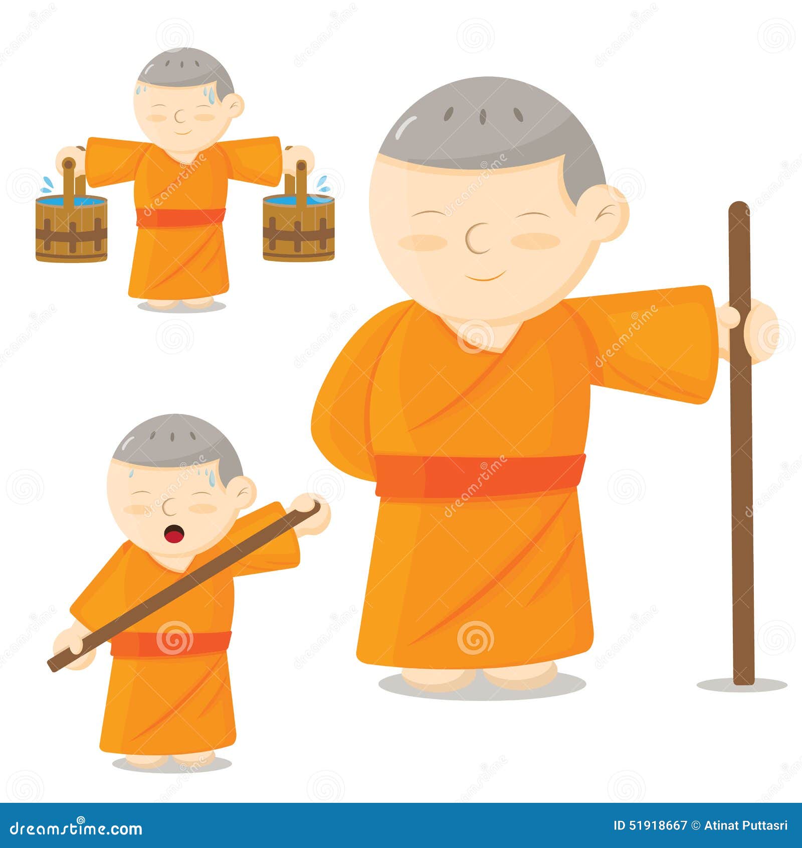 Desenhos animados da monge ilustração do vetor. Ilustração de budismo ...