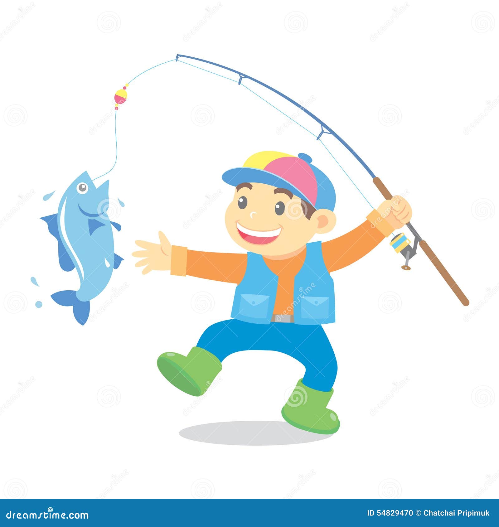 Desenhos animados da pesca ilustração do vetor. Ilustração de pescador ...