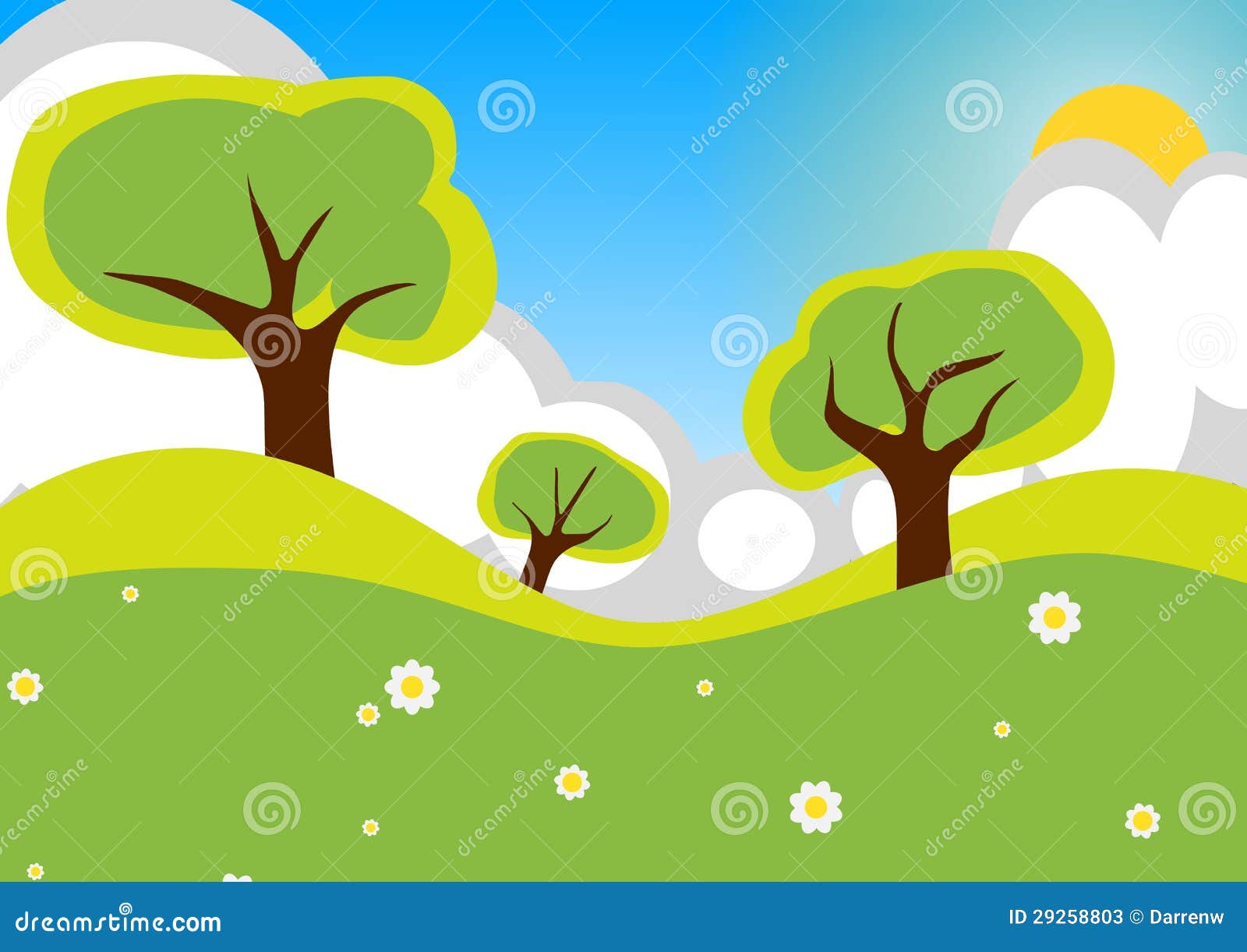 Desenhos animados do campo ilustração stock. Ilustração de paisagem ...