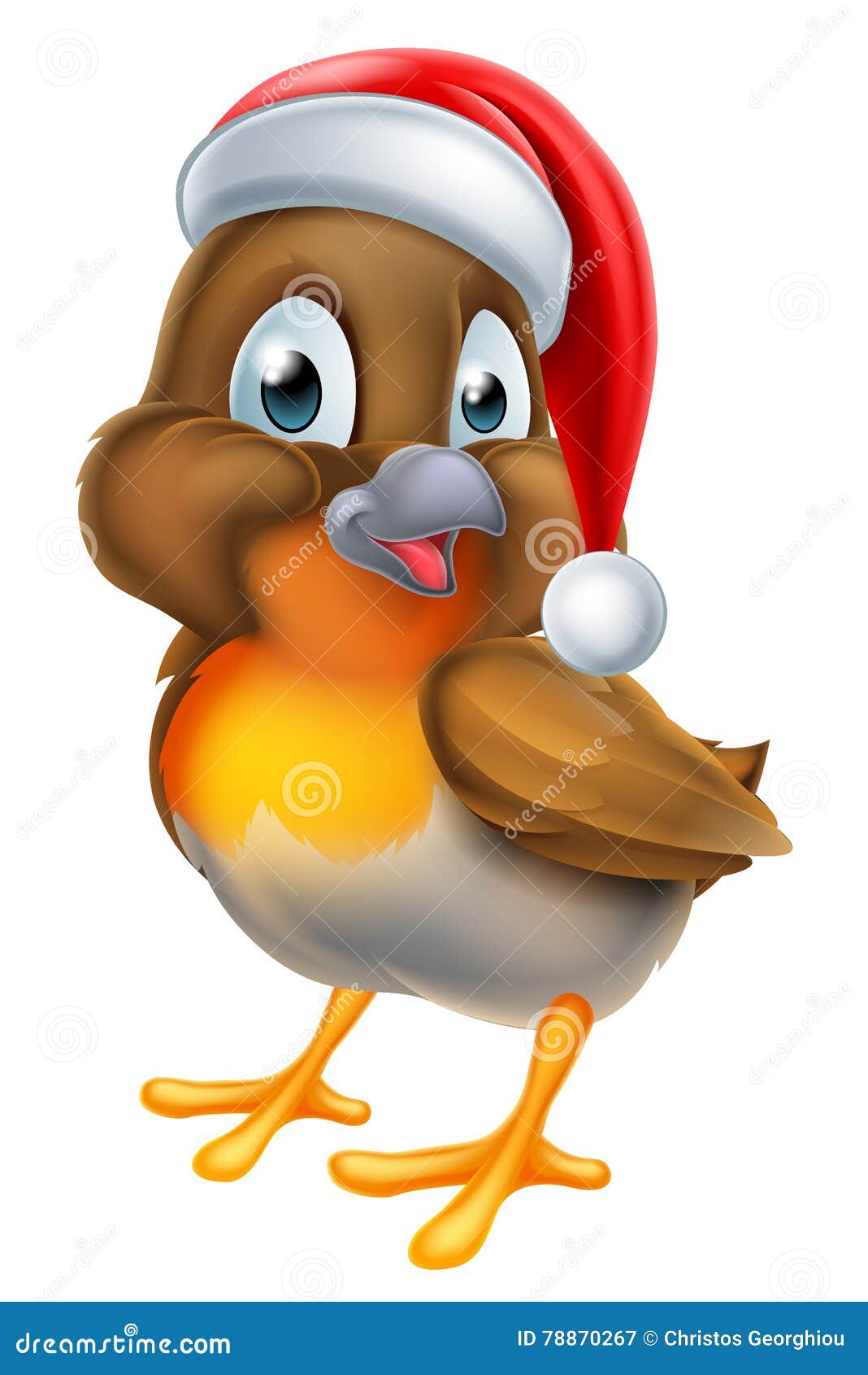 Desenhos Animados Robin Bird Do Natal Ilustração do Vetor - Ilustração ...