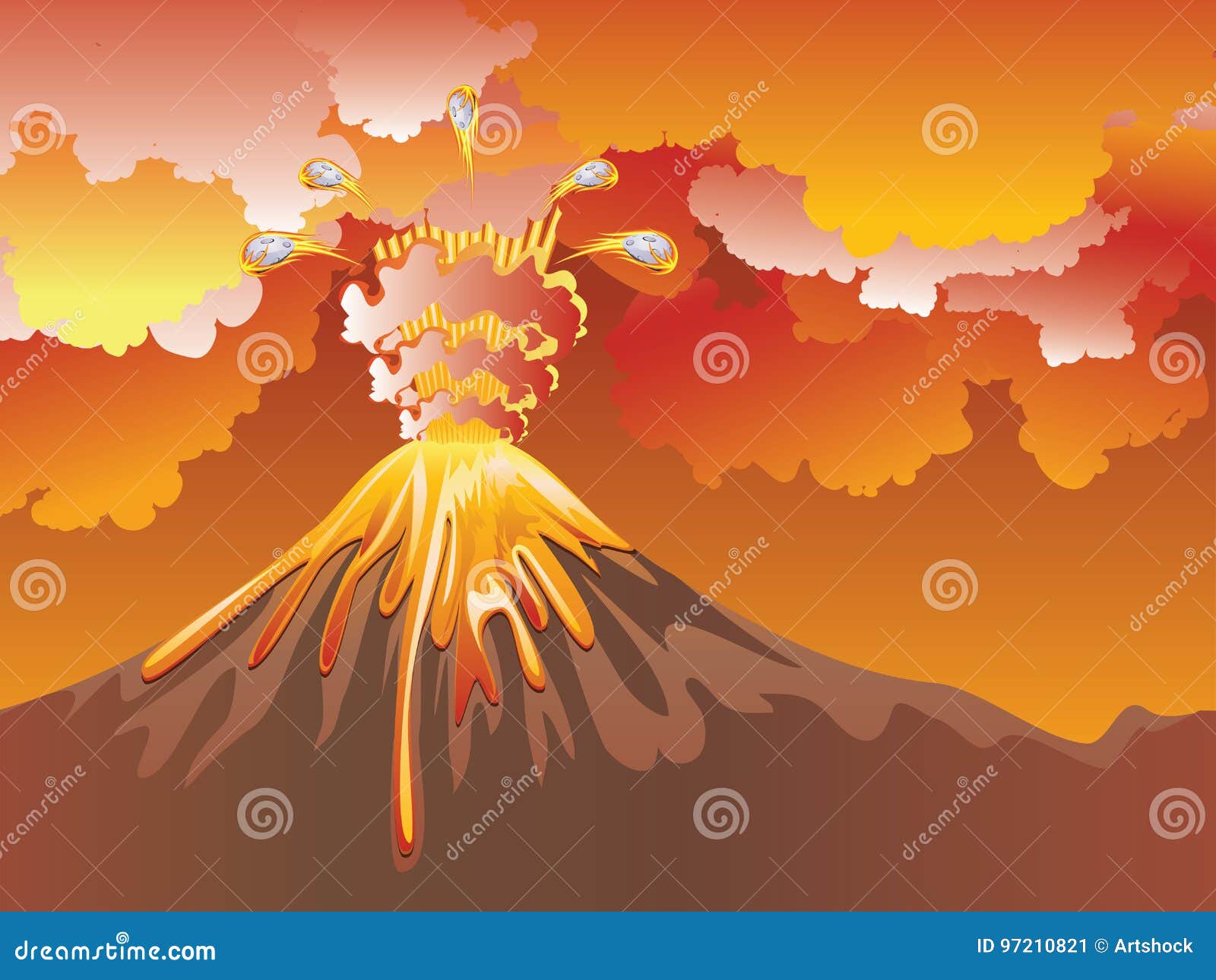 Desenhos Animados Volcano Eruption Ilustração do Vetor - Ilustração de ...