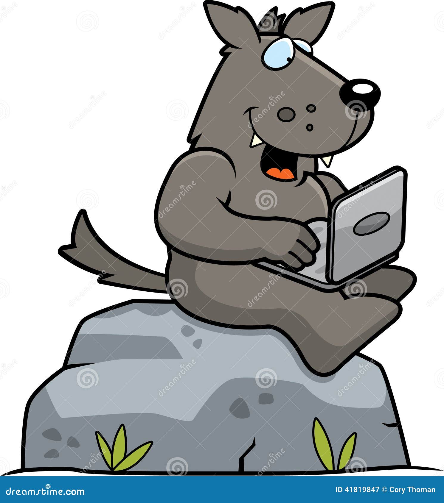 Desenhos Animados Wolf Computer Ilustração do Vetor - Ilustração de ...