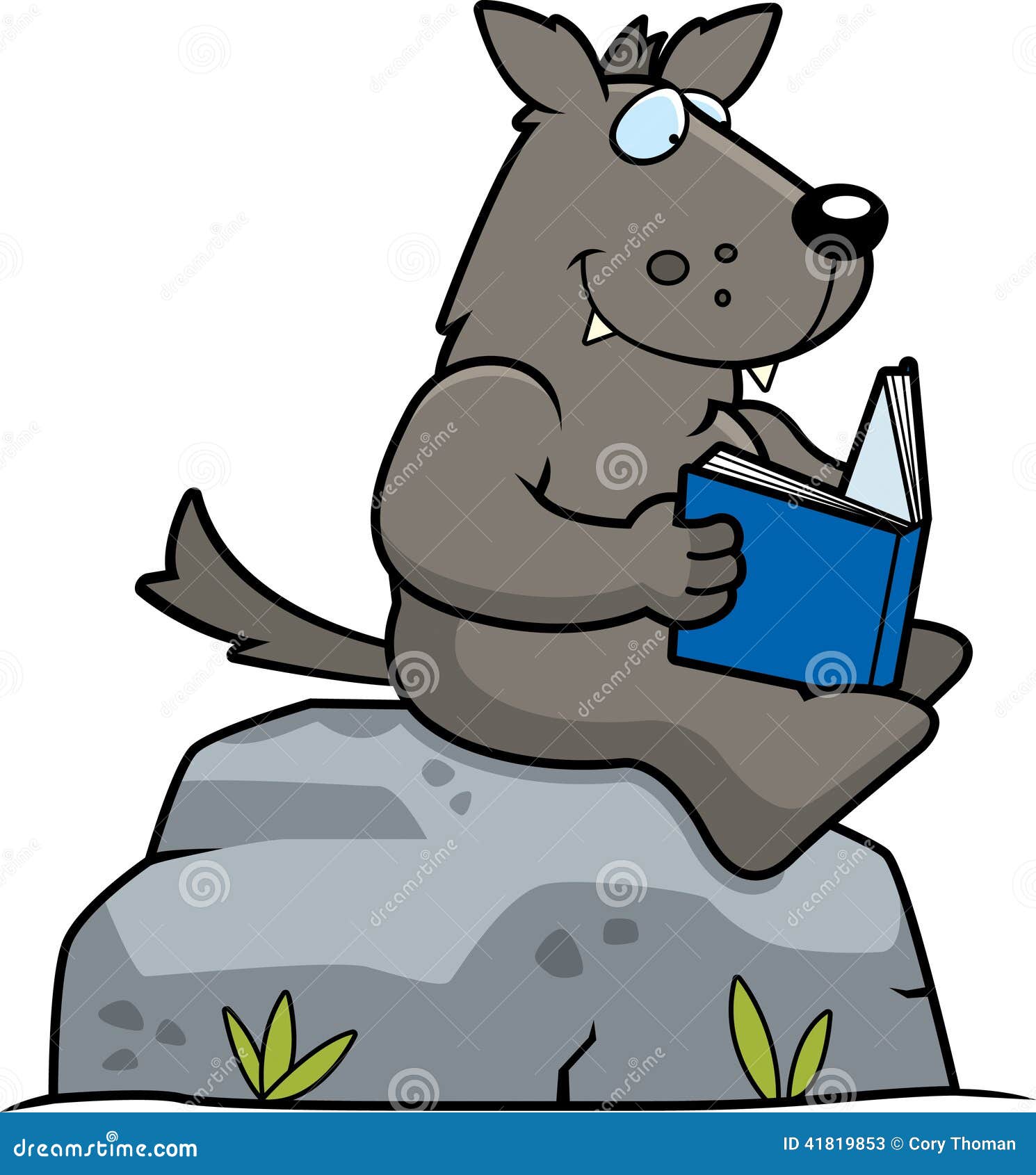 Desenhos Animados Wolf Reading Ilustração do Vetor - Ilustração de ...