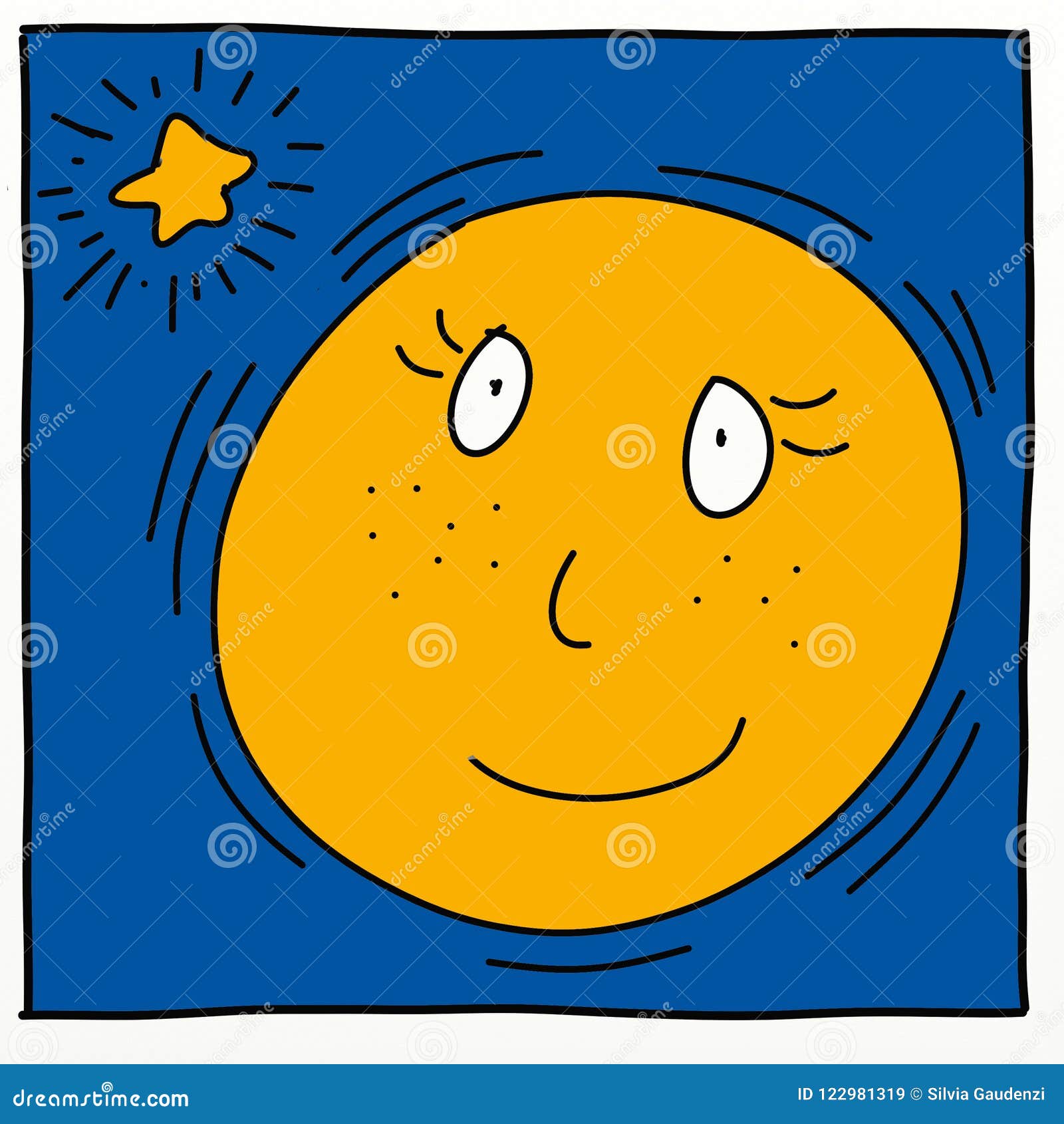 Desenhos Coloridos Da Lua No Estilo Do Pop Art Ilustração Stock ...