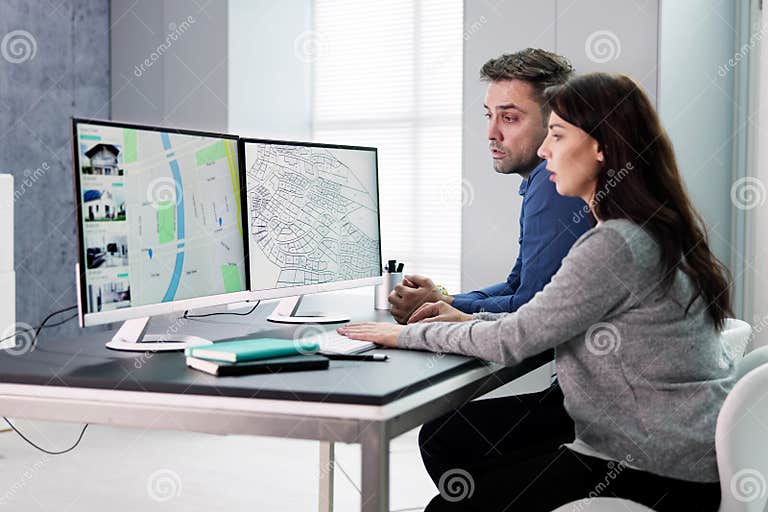 Desenvolvedor Olhando O Mapa De Plotagens Terrestres Foto de Stock - Imagem de lote, mapa: 272249080