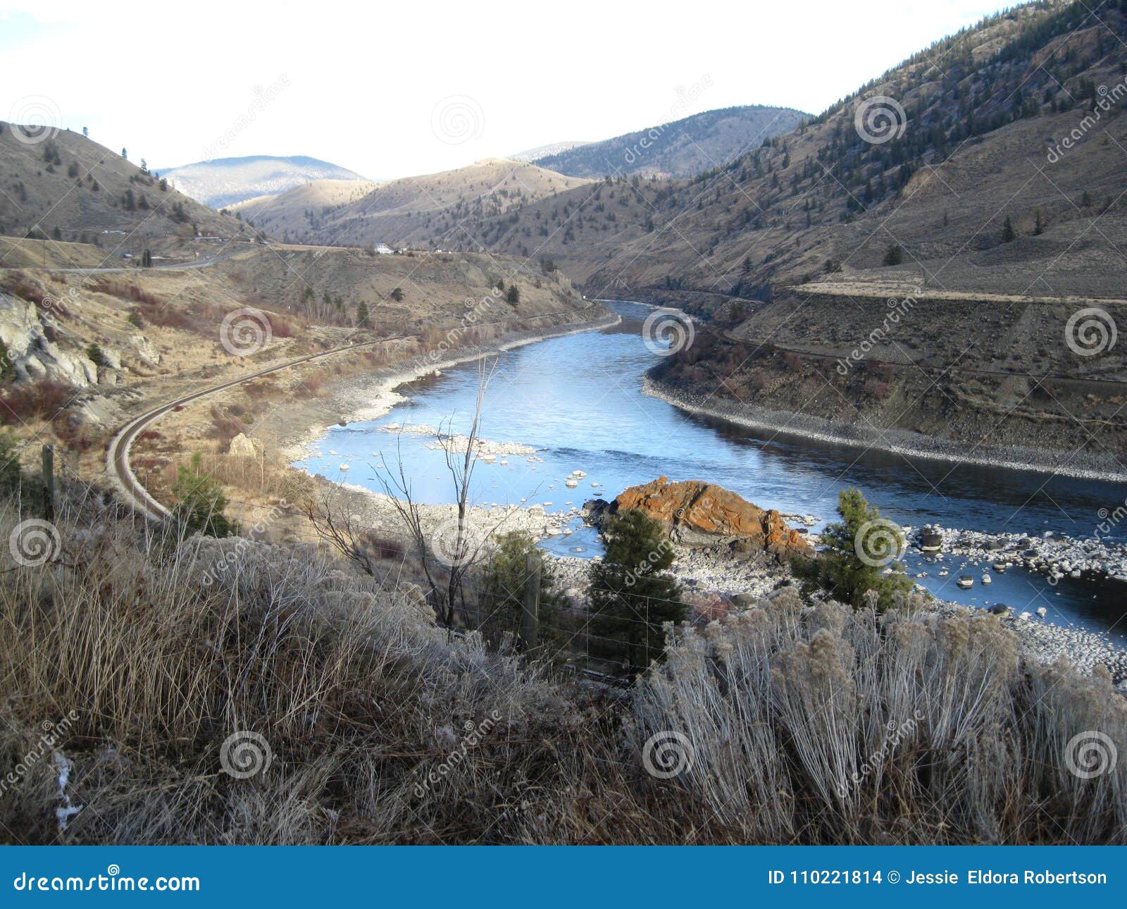 Desert Area with River Running through Stock Photo - Image of hills ...