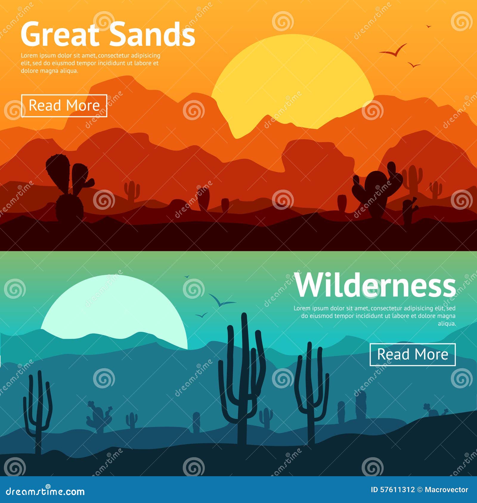 Desert Banner Set stock vector. Illustration of natural - 57611312