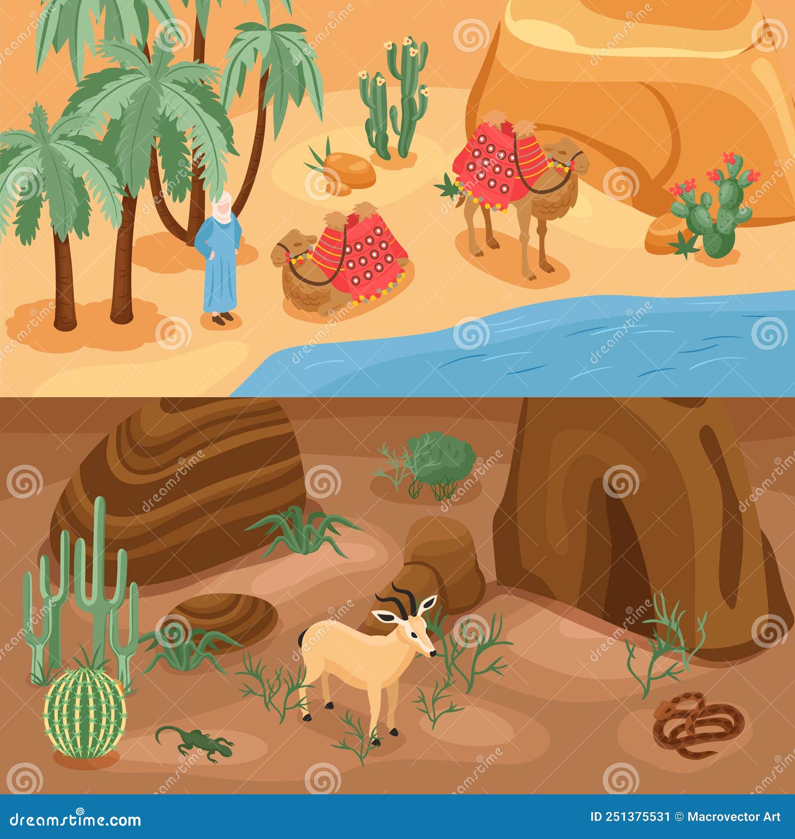 Desert Banners Set stock vector. Illustration of horizontal - 251375531