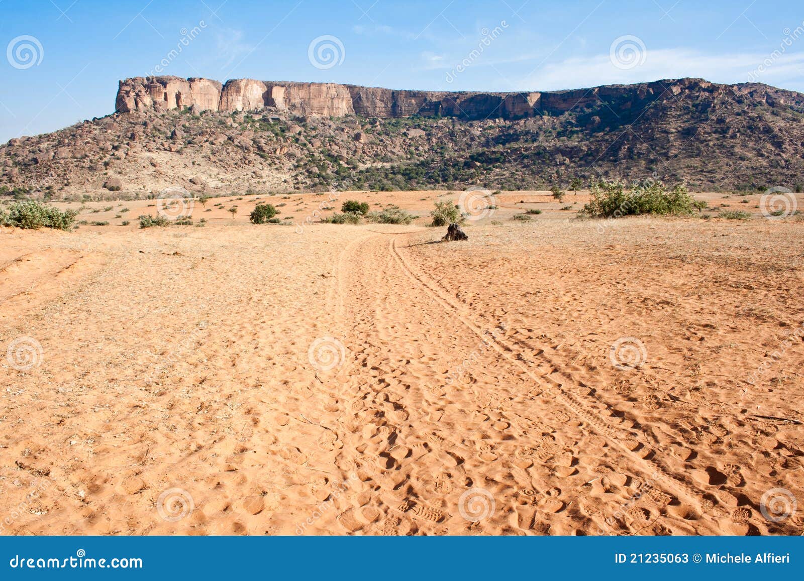 Desert at the Base of the Cliff, Mali (Africa) Stock Image - Image of ...