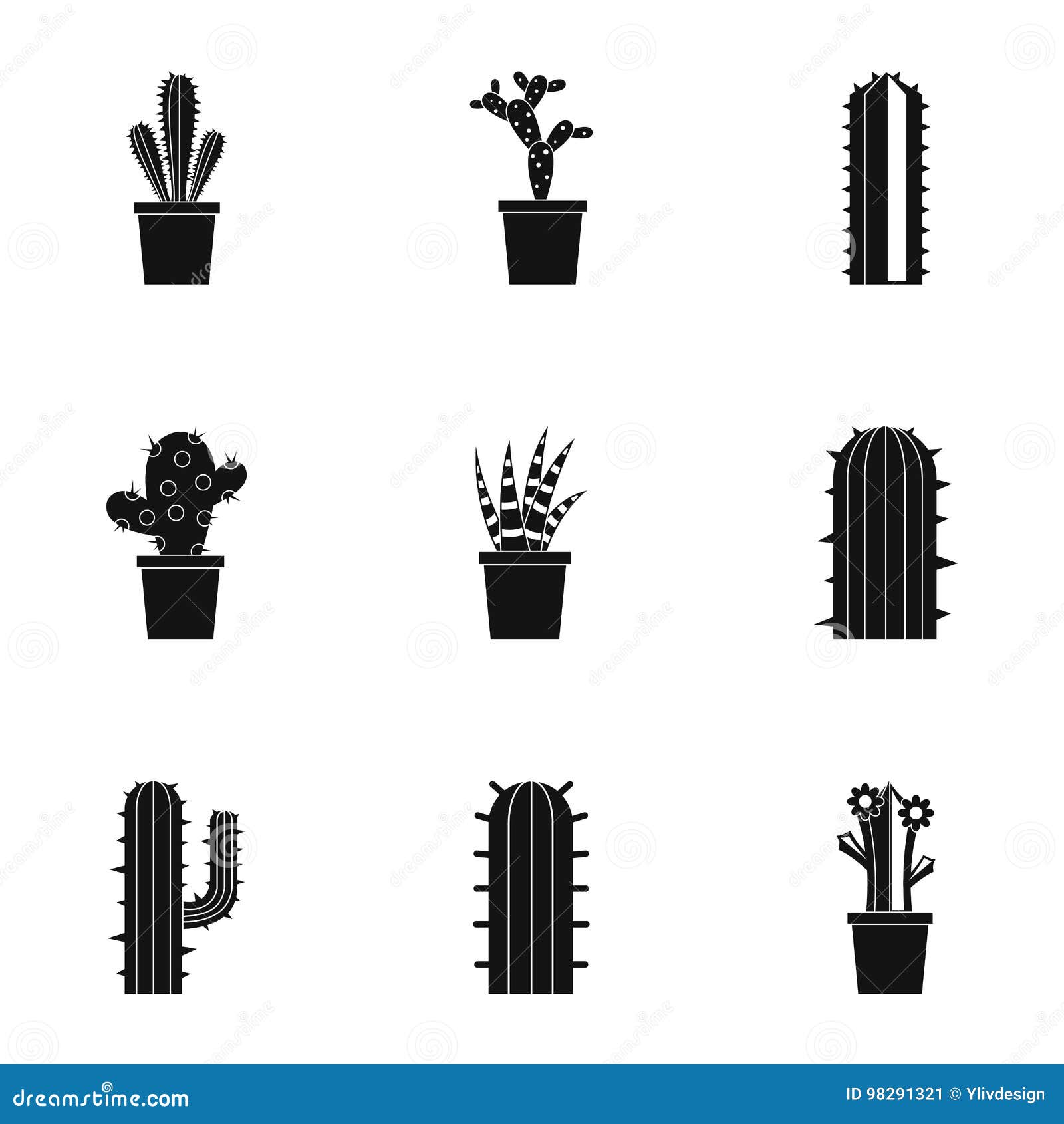 Desert Cactus Icon Set, Simple Style Stock Vector - Illustration of ...