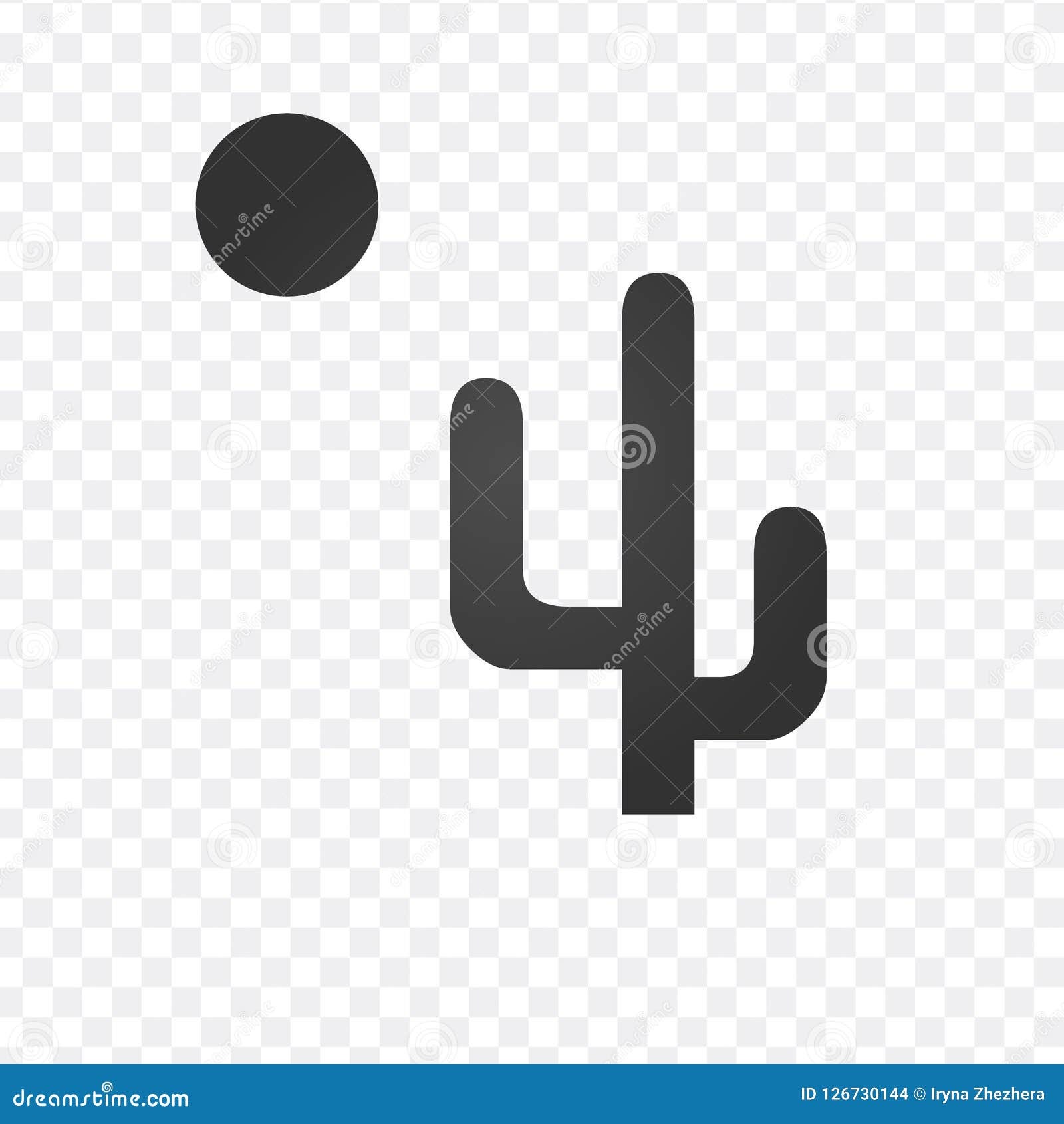 Desert Cactus with Sun Icon, Vector Illustration Isolated on ...