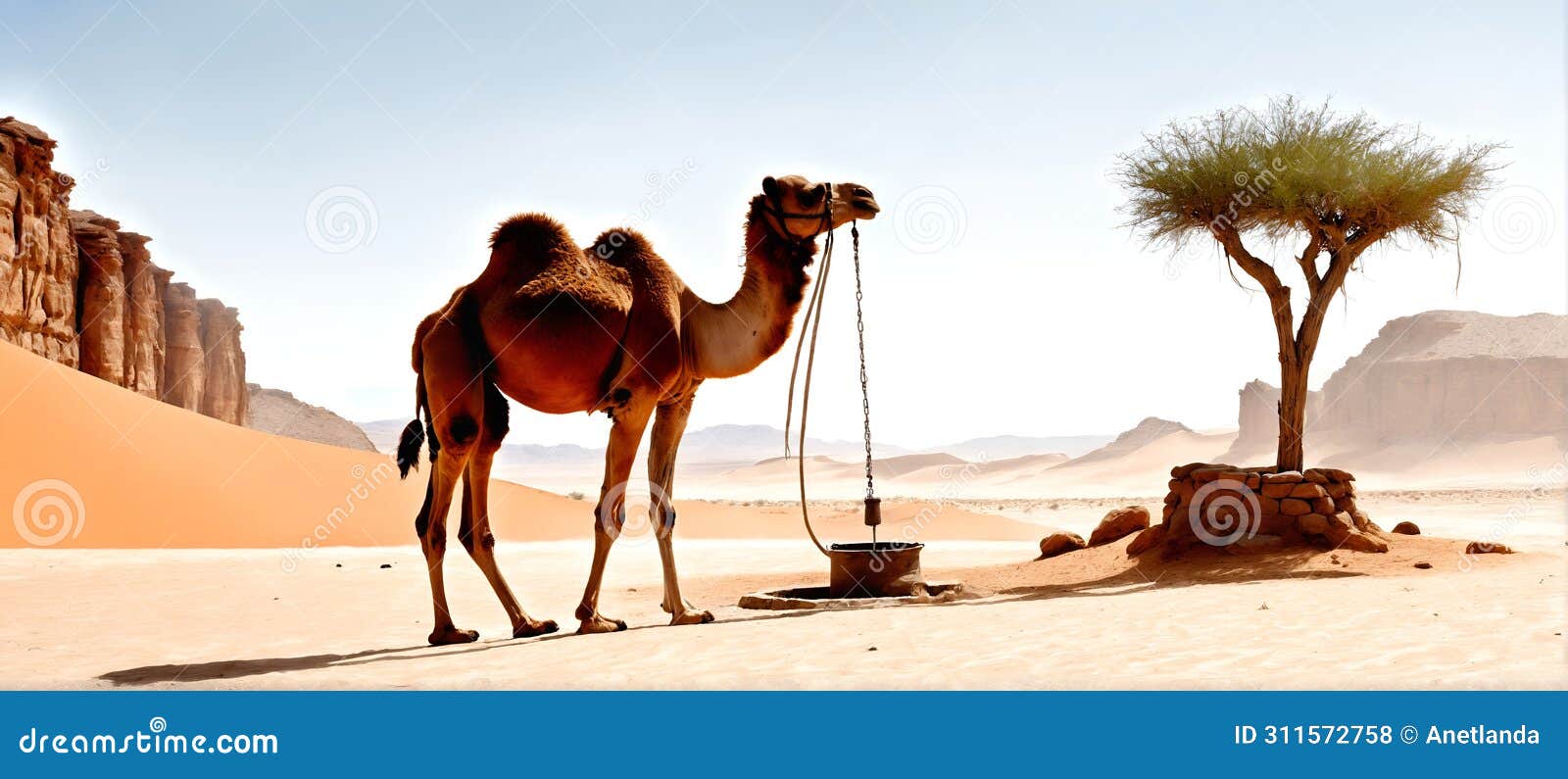Desert Camel, a Well in the Desert, Water Problems, Drought. Water ...