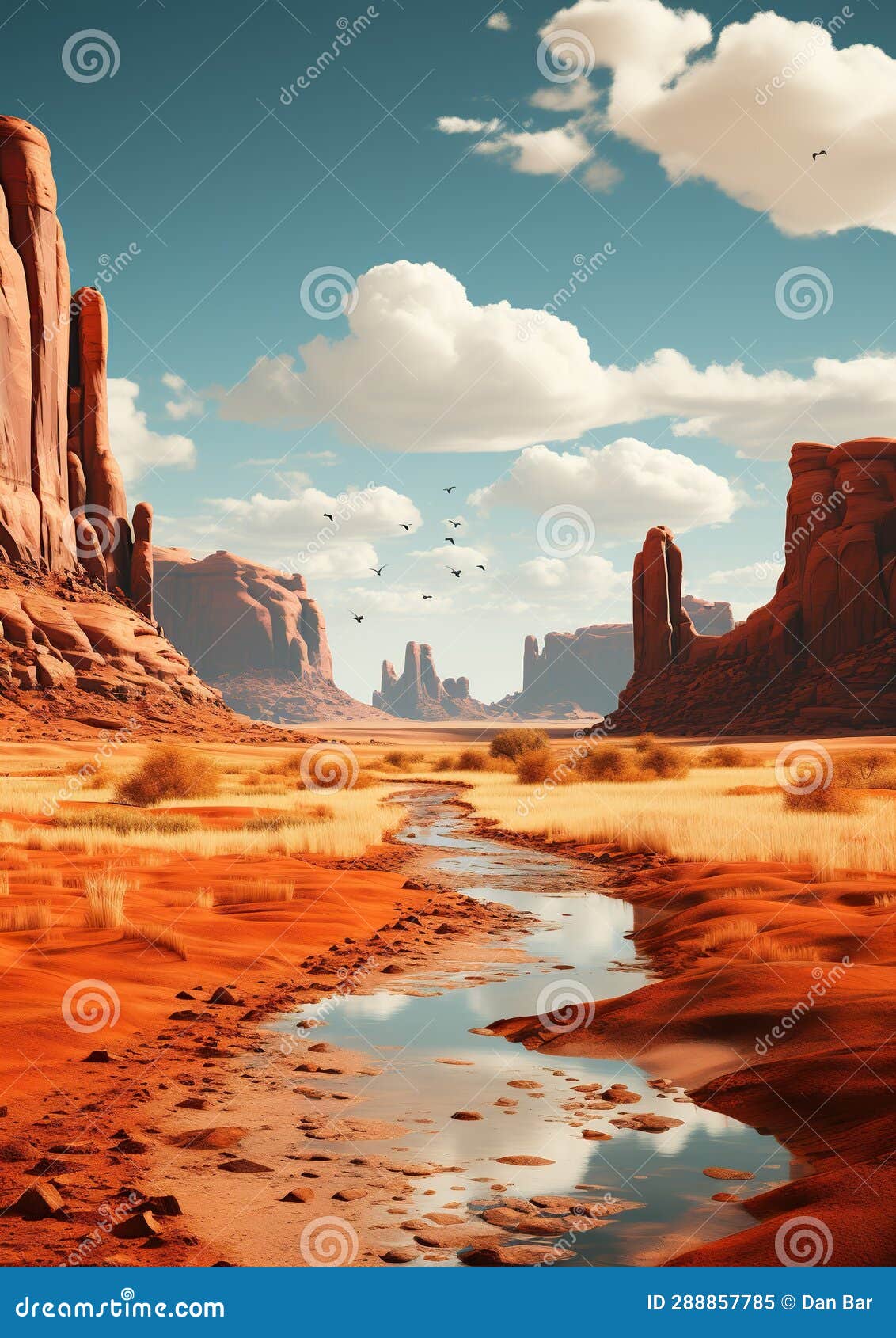 Desert Canyon Landscape Generative Ai Stock Illustration